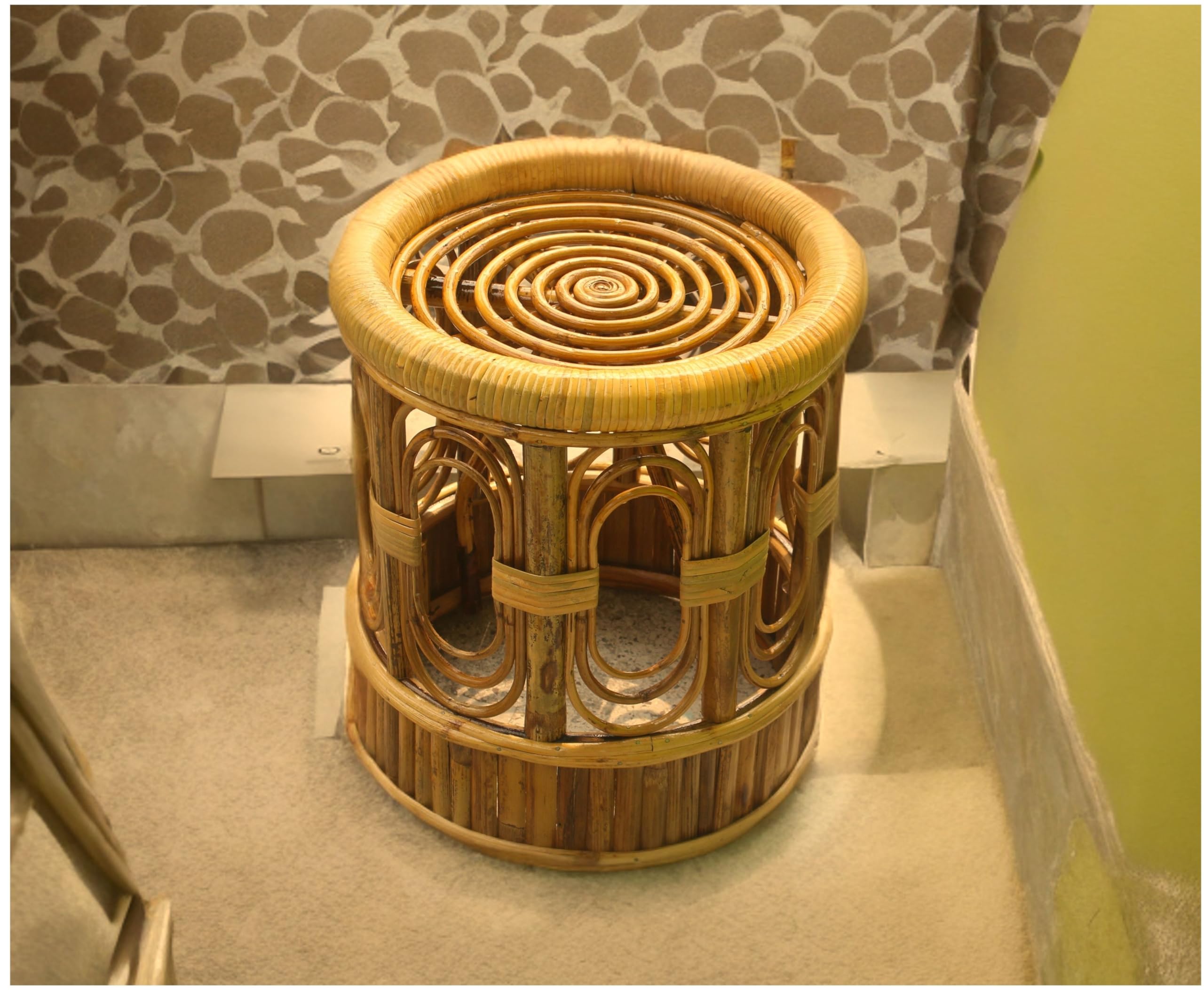 Crafts Create Bamboo Cane Stool for Living Room Mora Chair Round ...