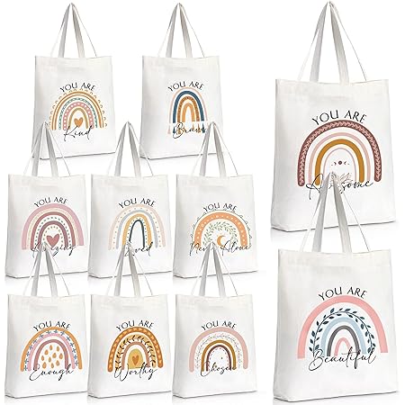Amazon.com - Sieral 10 Pcs Inspirational Canvas Tote Bags Bulk Teacher ...