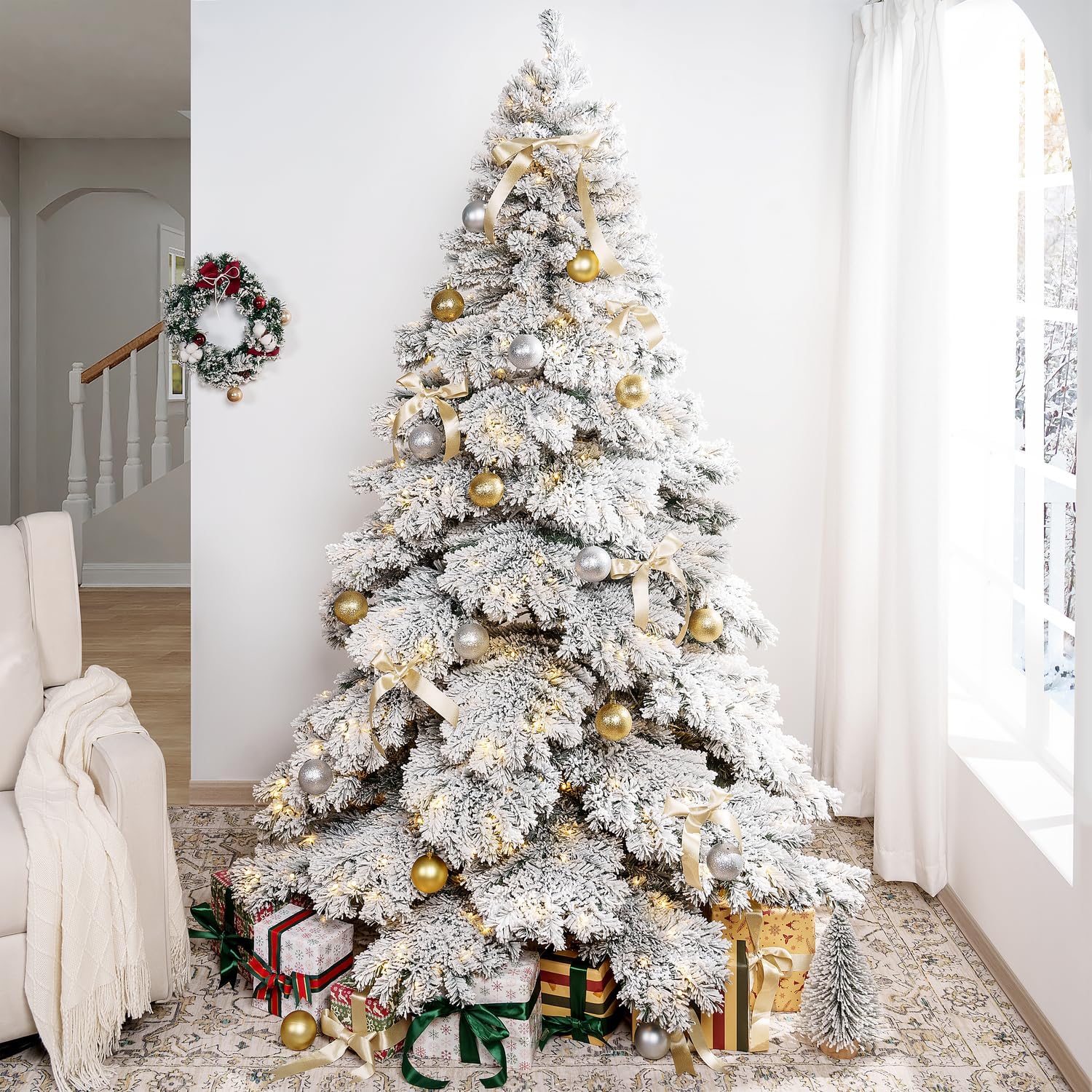 Amazon.com: Vickerman 7.5 ft tall Flocked Utica Fir Artificial ...