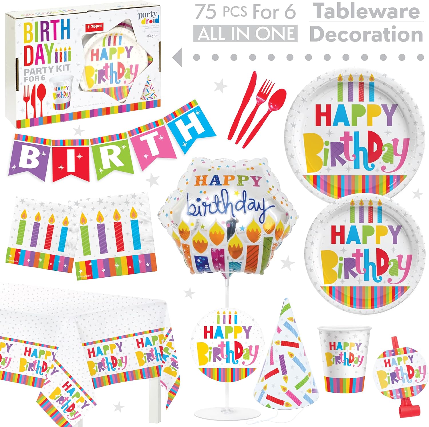 Amazon.com: Premium 75Pcs Birthday Party Supplies Set Dinnerware ...