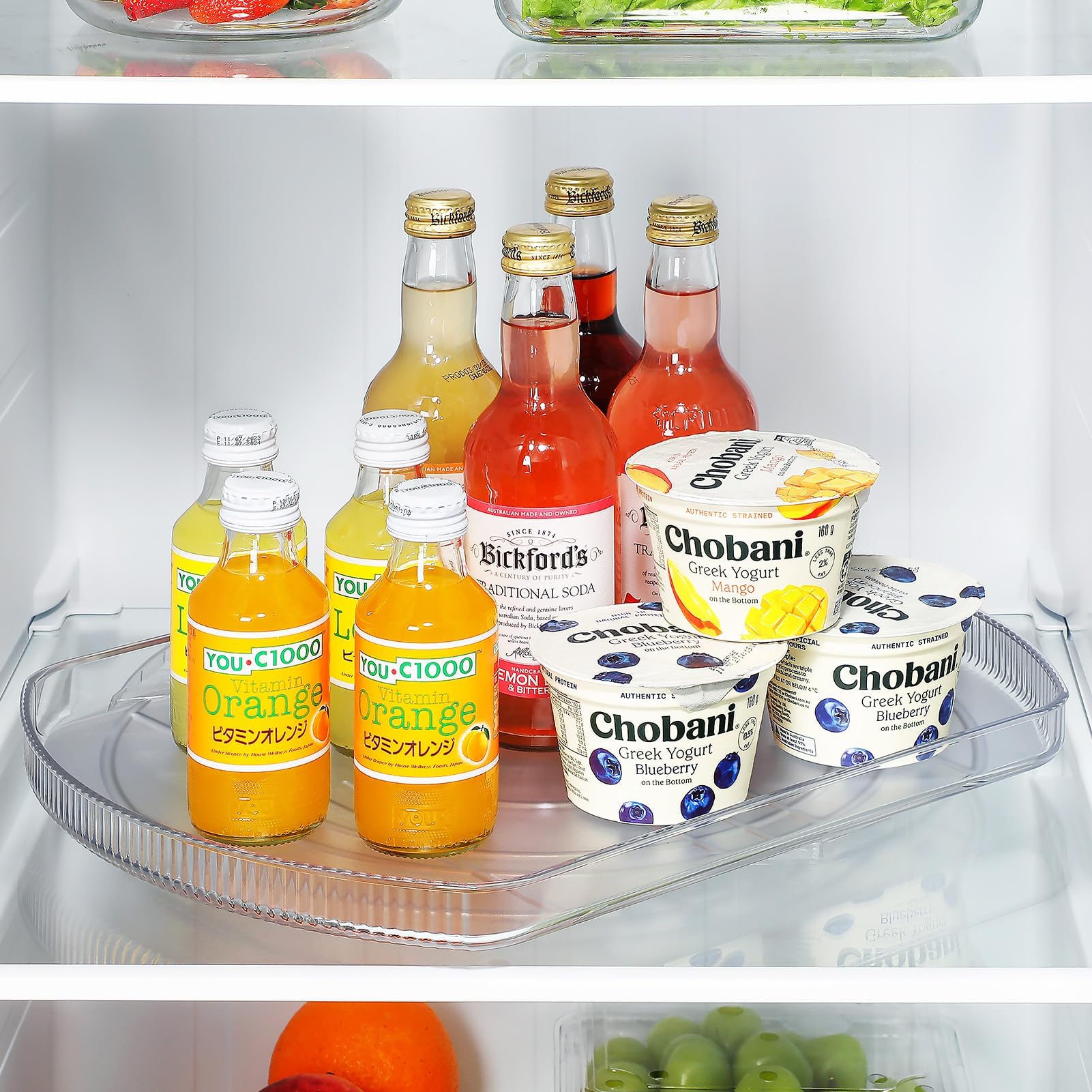 Amazon.com: Lazy Susan Organizer for Refrigerator Clear Rectangular ...