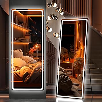Amazon.com: Hasipu Full Length Mirror with Lights, 56" x 20" LED Floor ...