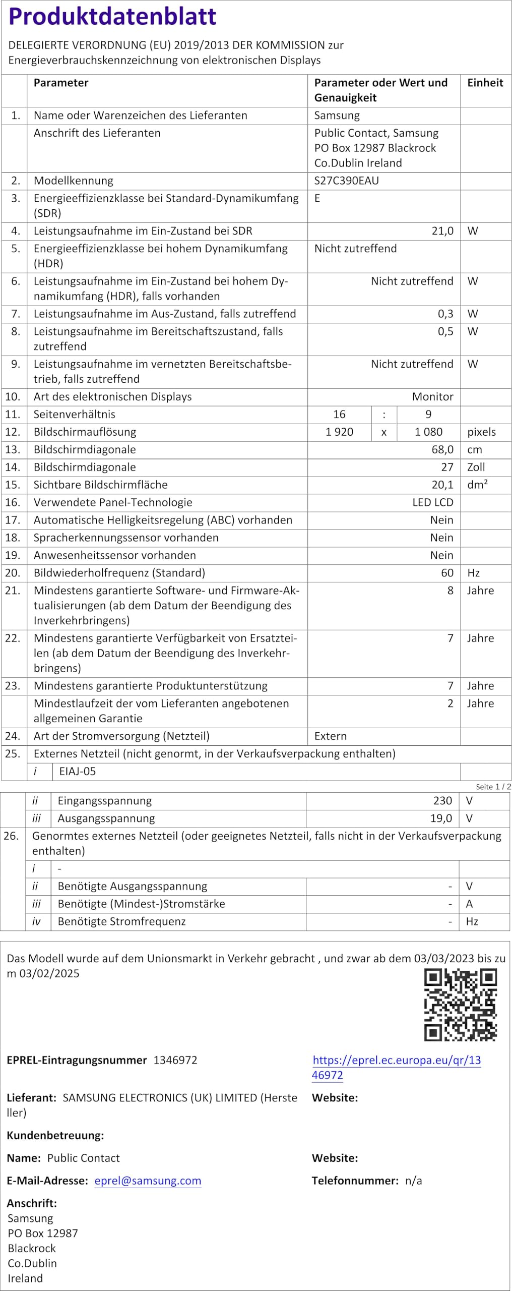 Samsung Curved S39C Essential Monitor S27C390EAU, 27 Zoll, VA-Panel ...