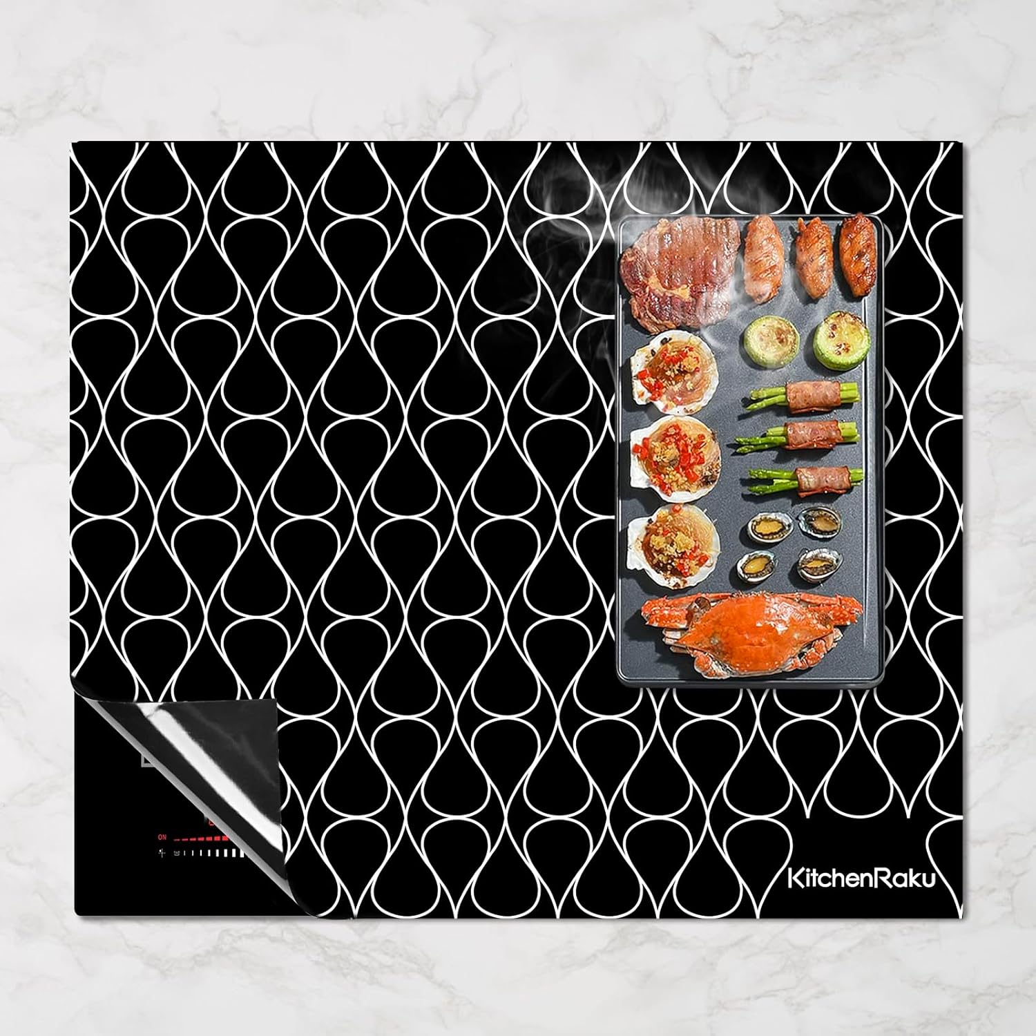 KitchenRaku Large Induction Hob Protector Mat 61x53cm, (Magnetic ...