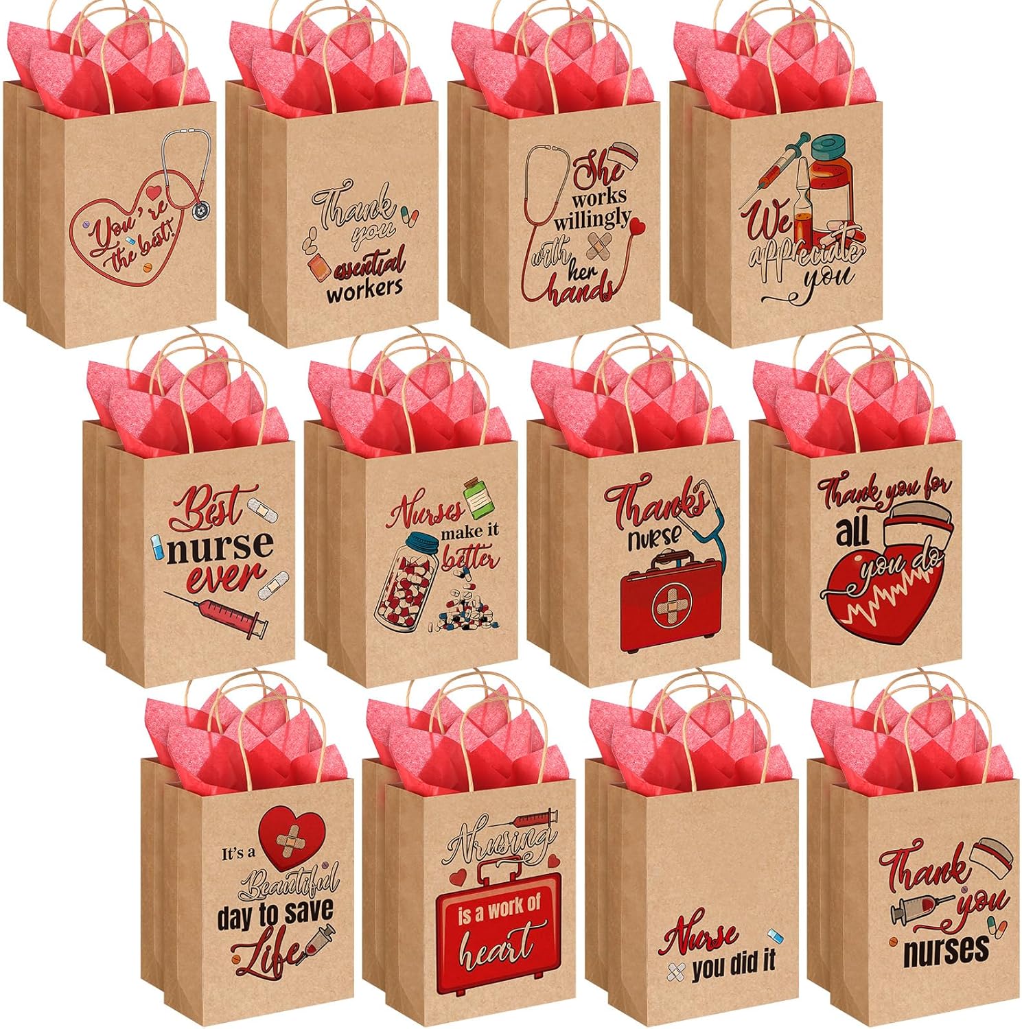 Amazon.com: Yinder 24 Set CNA Week Gifts Bulk Nurse Gift Bags with ...