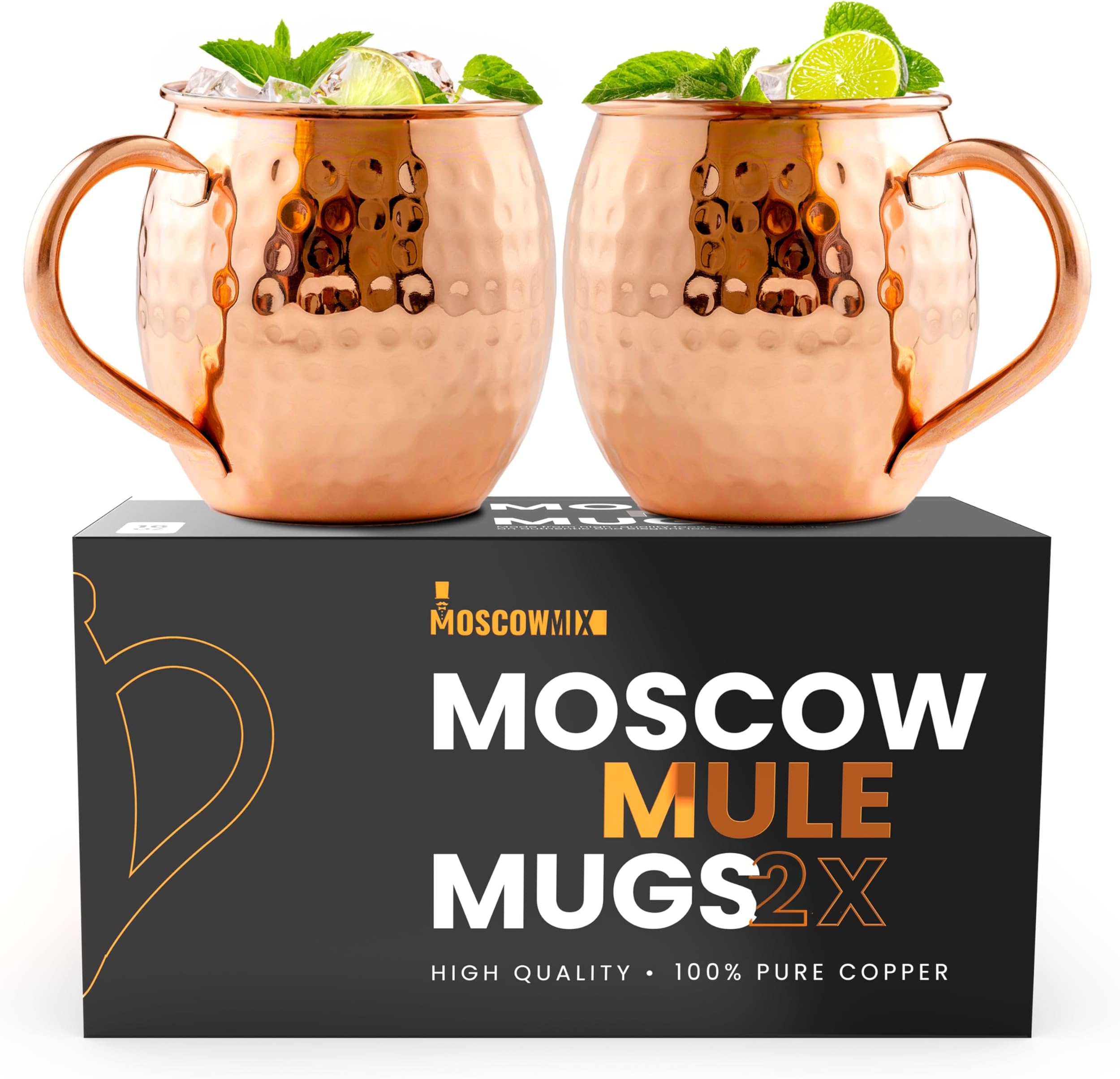 Amazon.com: Moscow Mule Copper Mugs Set of 2 Large 16 oz - 100% Pure ...