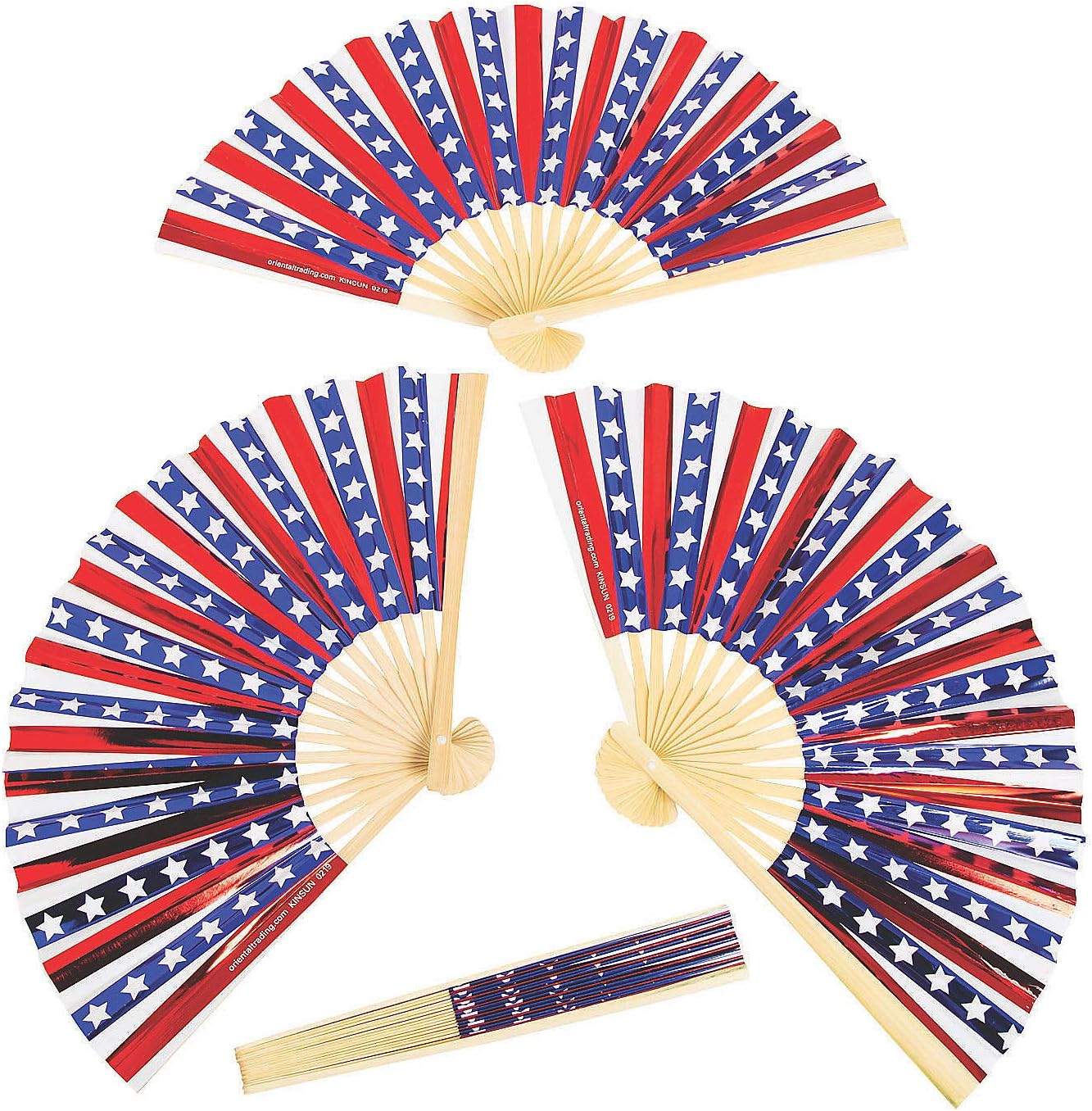 Amazon.com: Fun Express Patriotic Foil Fans – Vibrant Red White & Blue ...