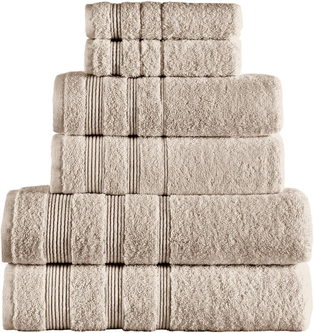 Amazon.com: KOKCHA Luxury 6 Piece Bath Towel Set, 100% Turkish Cotton ...