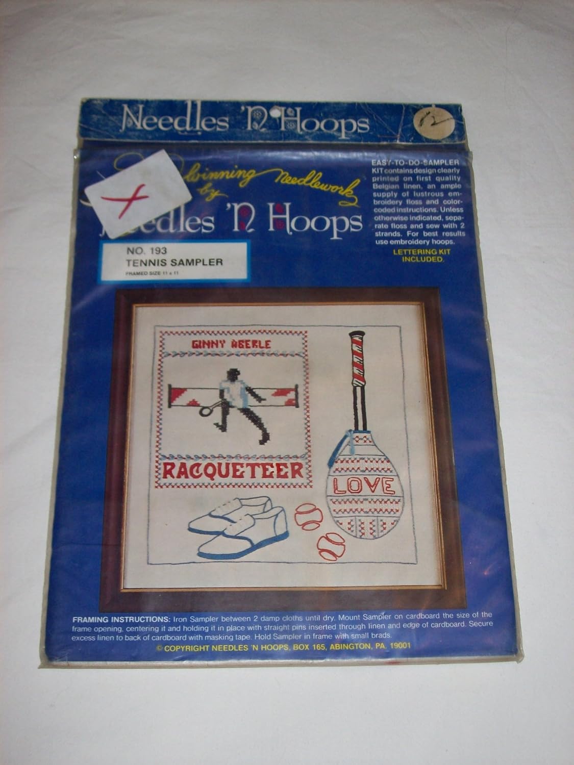 Amazon.com: Needles 'N Hoops Needlework "Tennis Sampler" No. 193