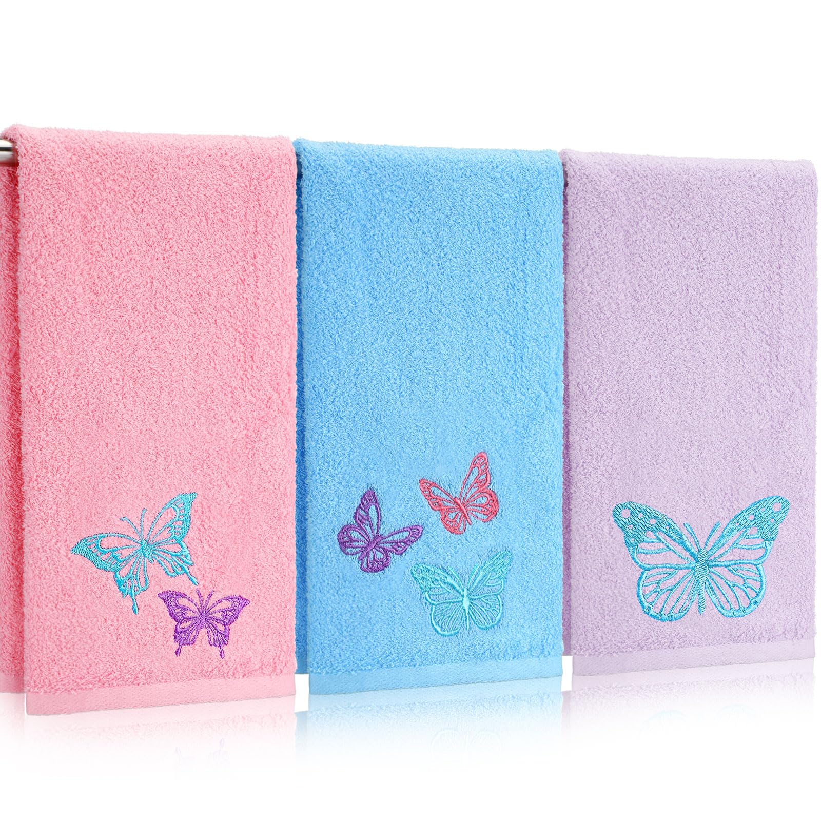 Amazon.com: Tingjoo Butterfly Hand Towels Farmhouse Purple Blue Pink ...