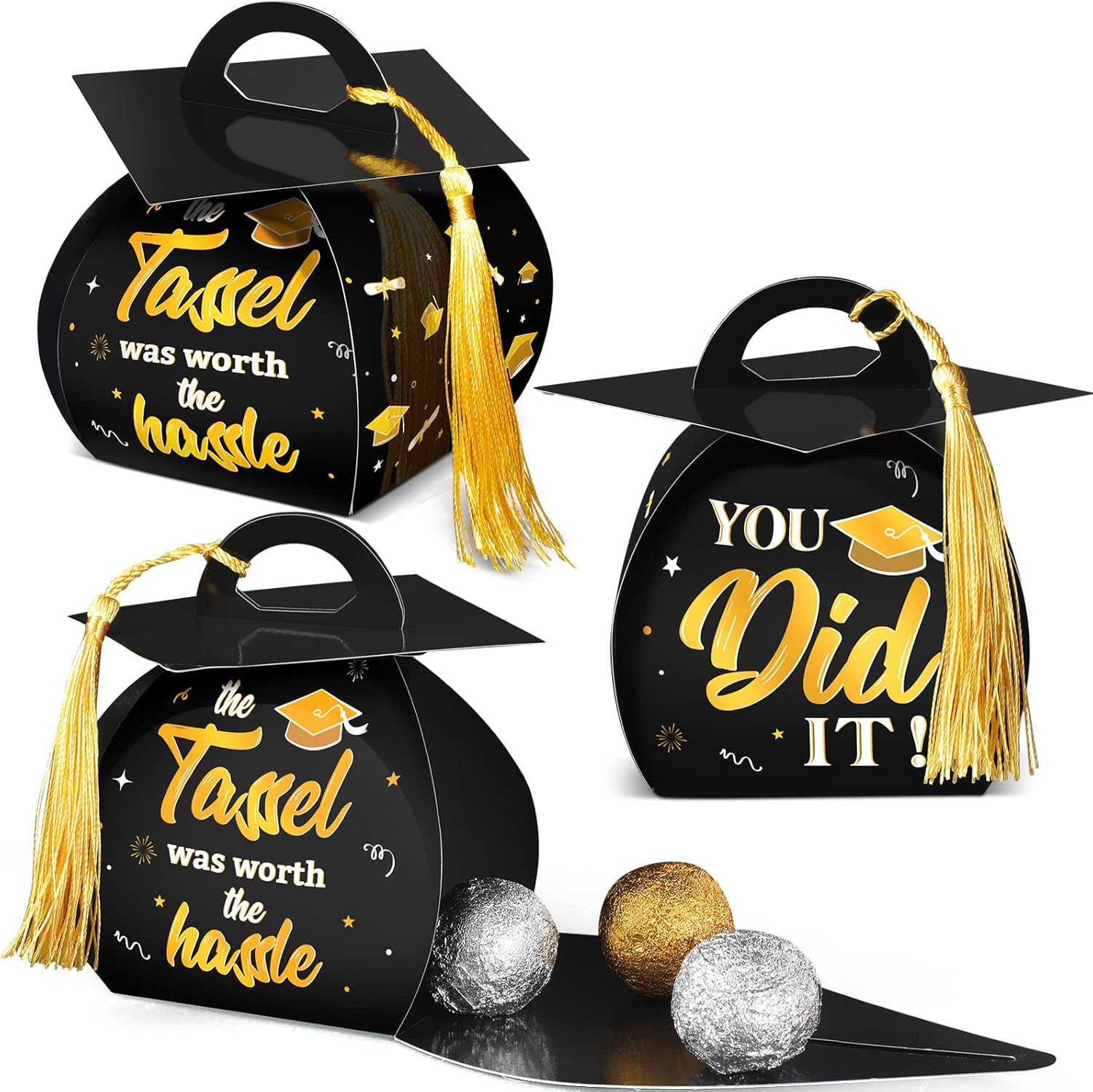 Amazon.com: Funrous 60 Pcs Graduation Cap Candy Box Graduation Cap Gift ...