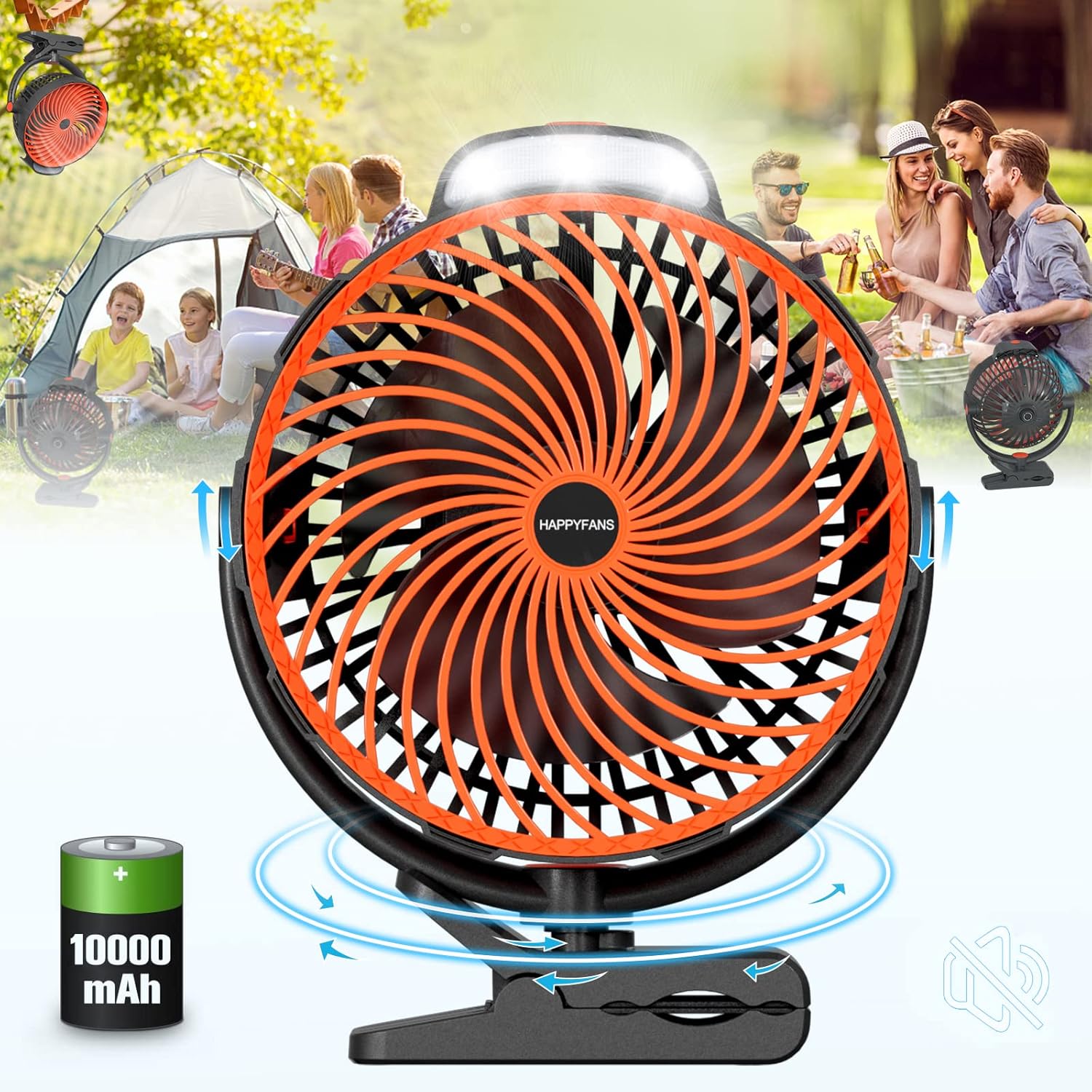 Camping Fan With Light 2023 Upgraded,10000mah Battery Operated Fan ...