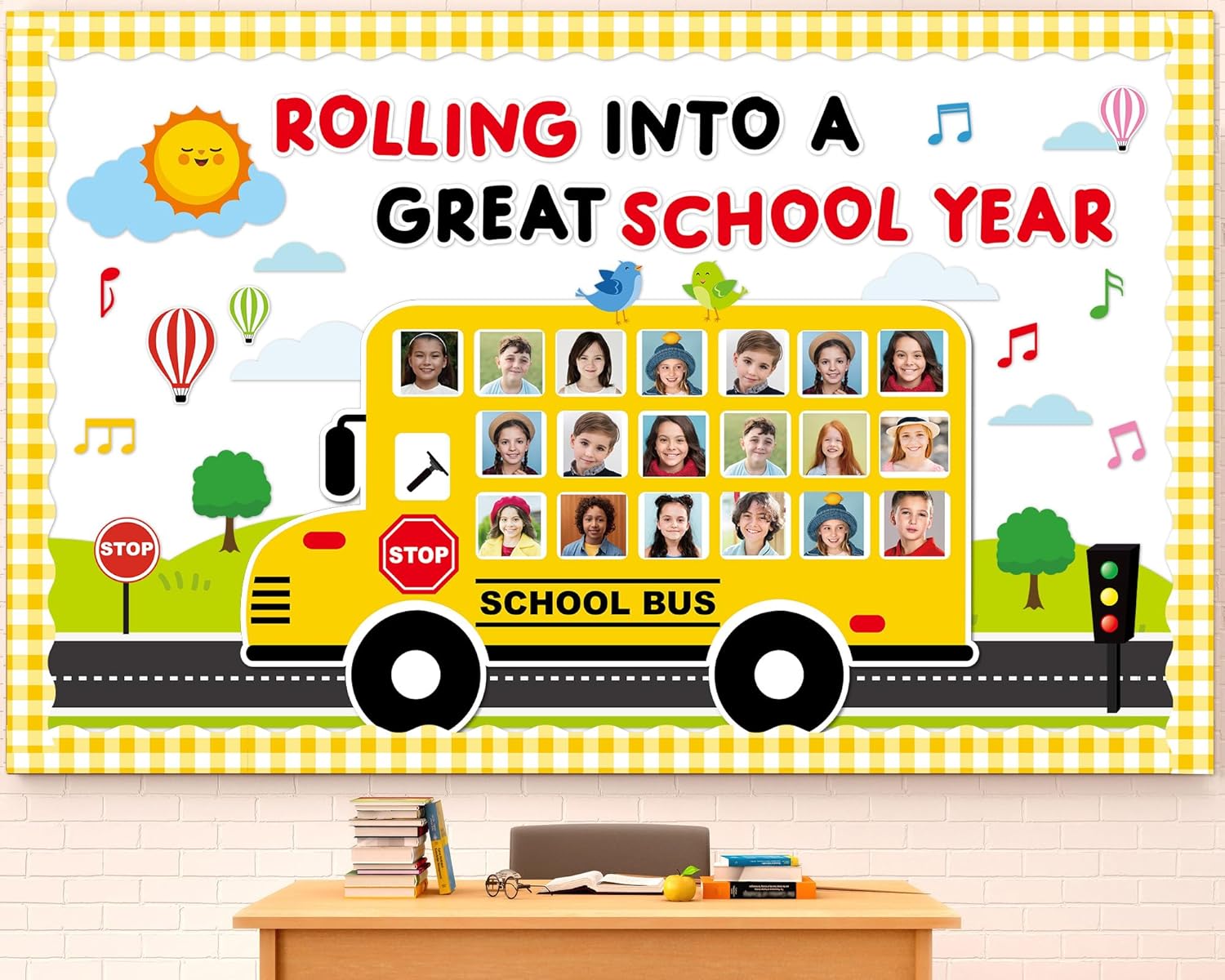 Amazon.com : Back to School Bulletin Board Decoration Set School Bus ...