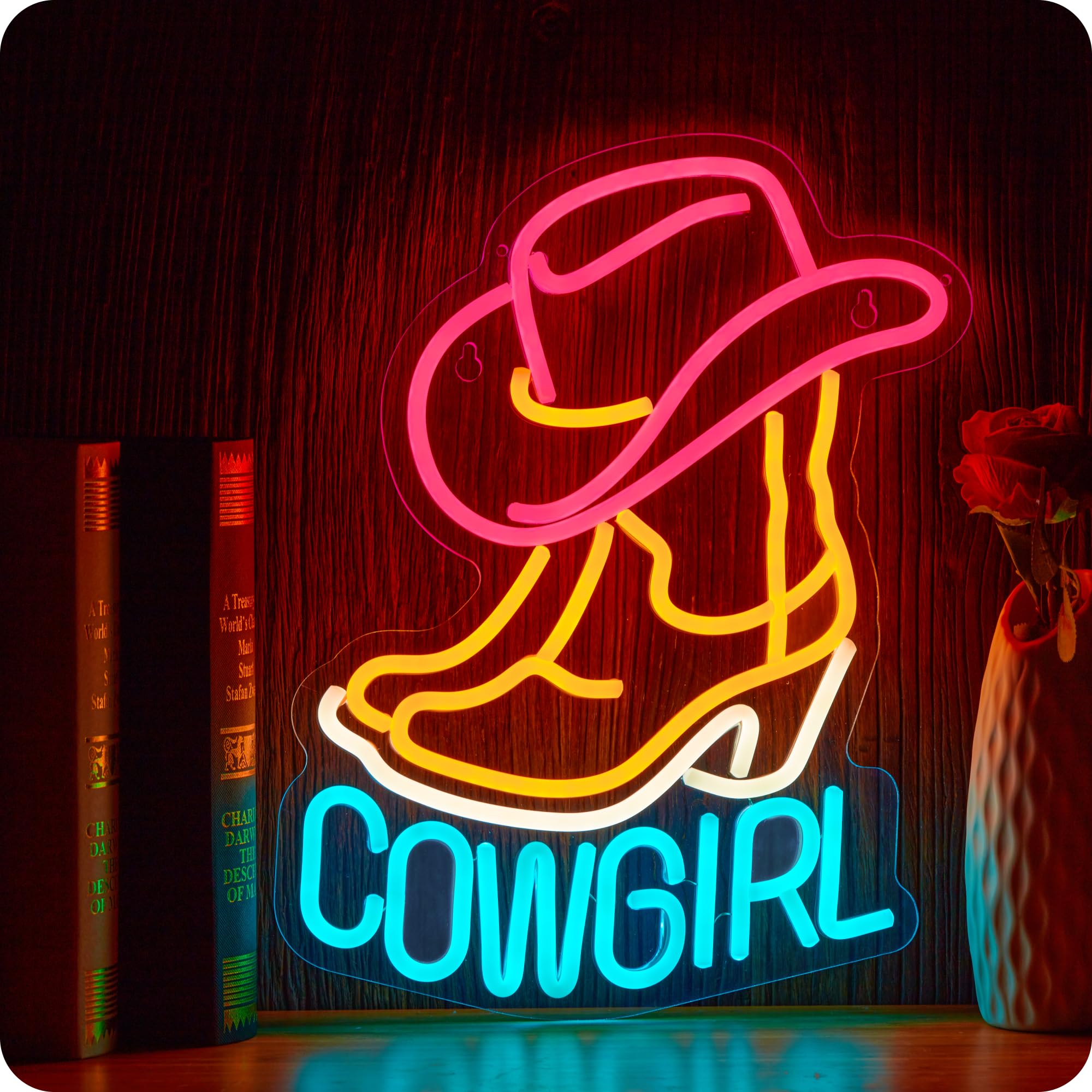 Amazon.com : Cowgirl Neon Sign for Wall Decor Cowoy Boots LED light ...