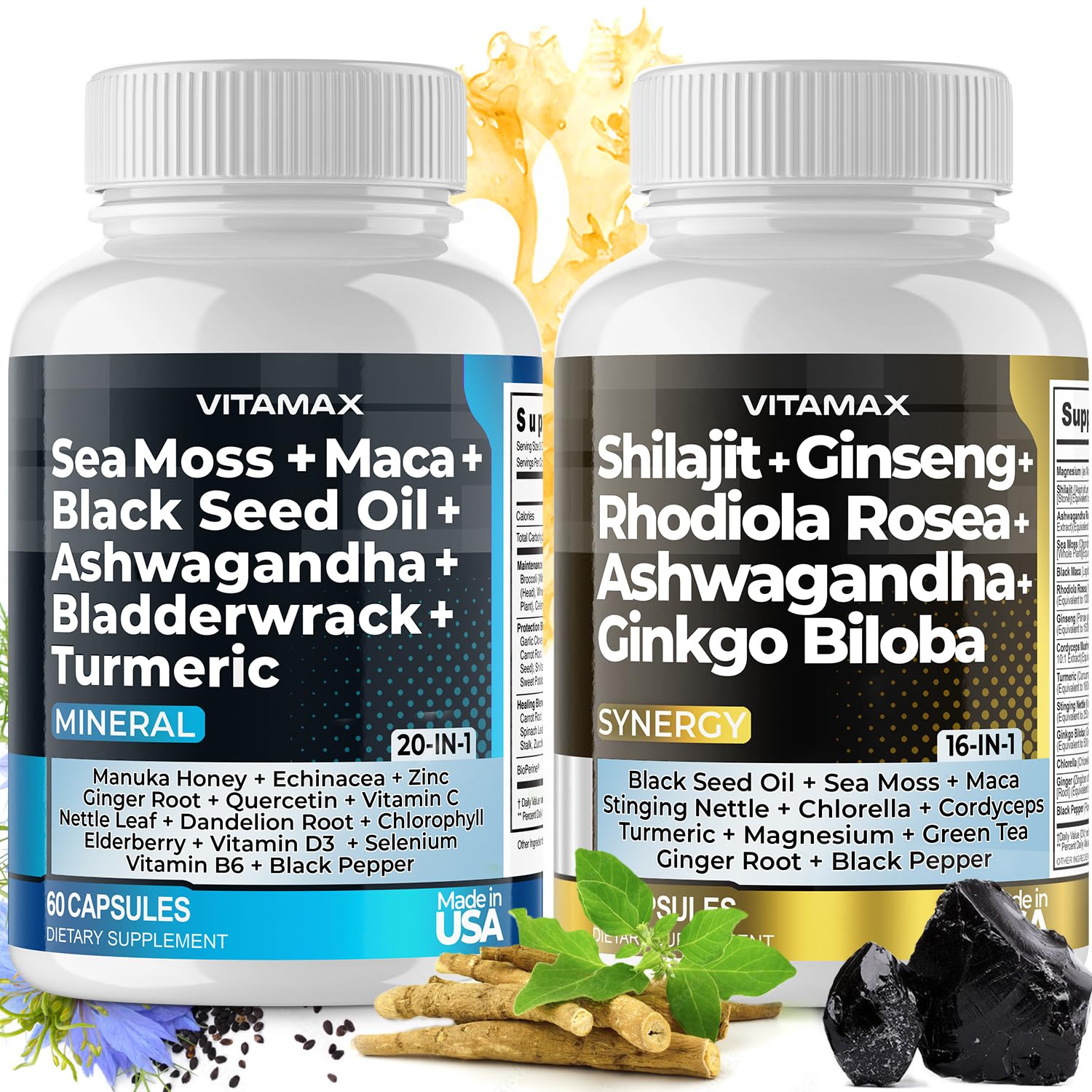 Amazon.com: Pure Himalayan Shilajit Supplement 10,000mg Sea Moss 2 ...