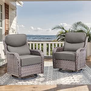 Amazon.com: HUMMUH Outdoor Patio Wicker Swivel Rocker Chairs Set of 2 ...
