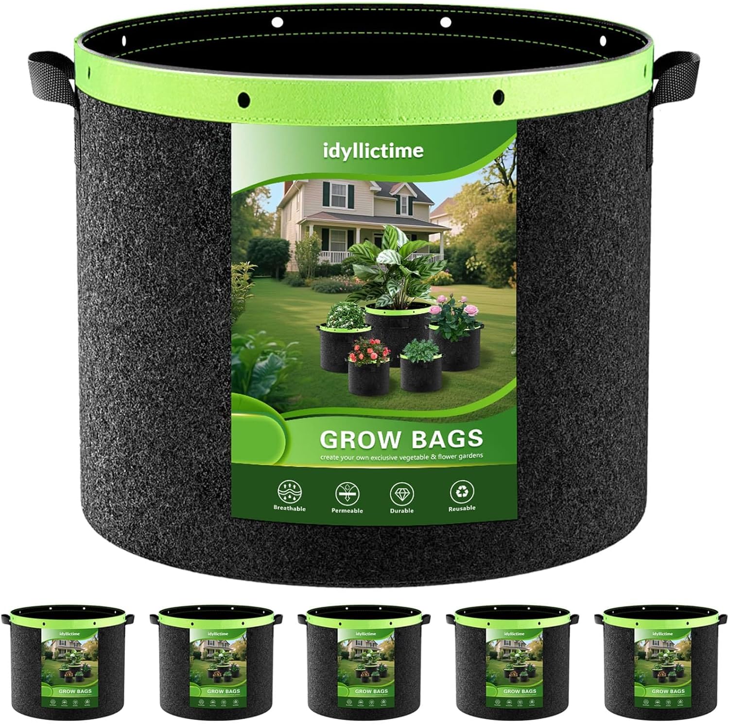 idyllictime Grow Bags 6 Pack 2MM 400G More Heavy Duty Thickened ...