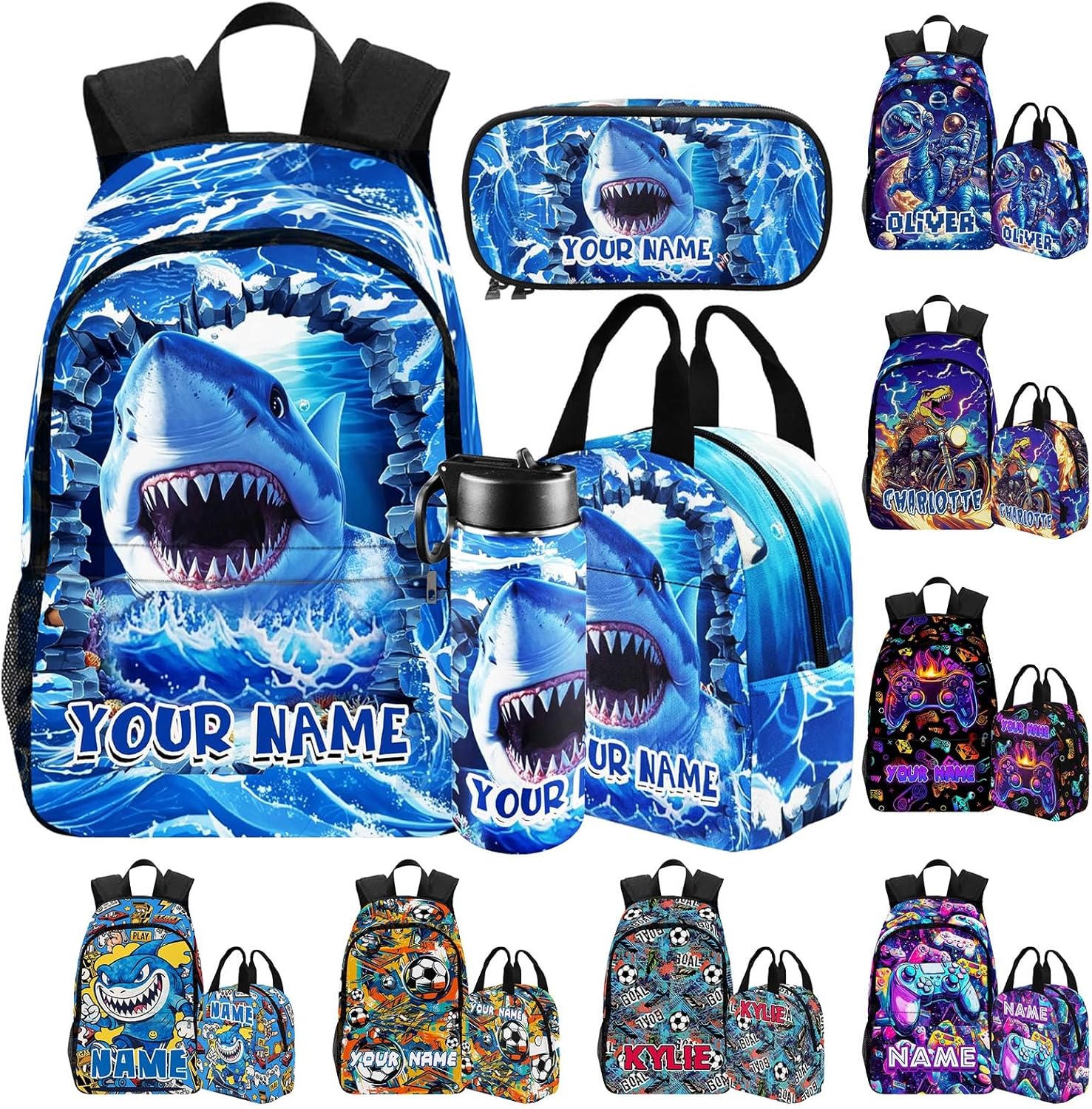 Amazon.com | Custom Backpack and Lunchbox Set for Kids Boys ...