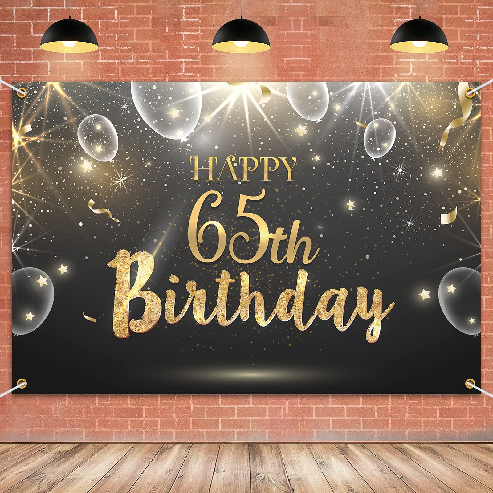 Amazon.com: HAMIGAR 6x4ft Happy 65th Birthday Giltter Shinning Banner ...
