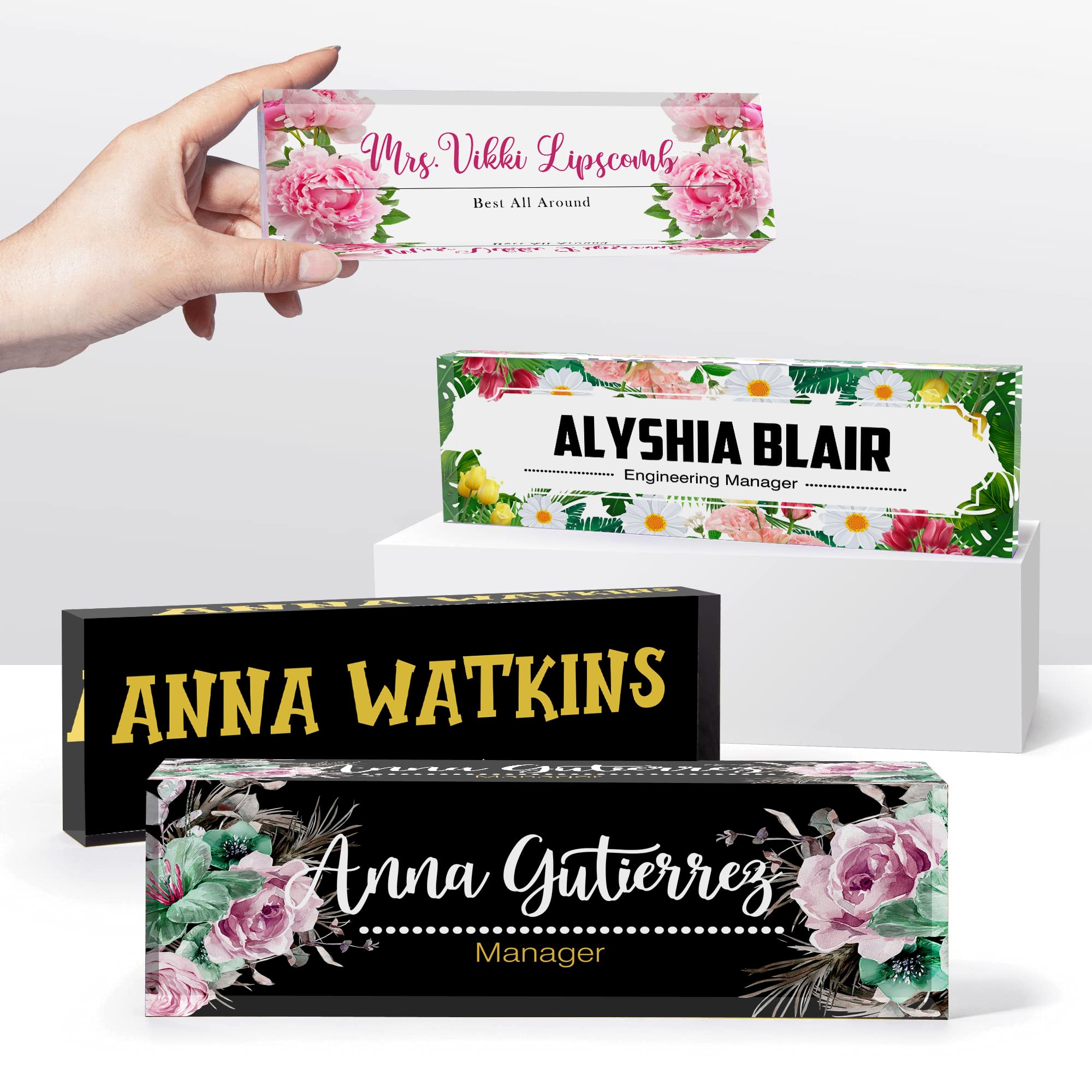 Amazon.com: Personalized Name Plate for Desk - Acrylic Name Tags ...