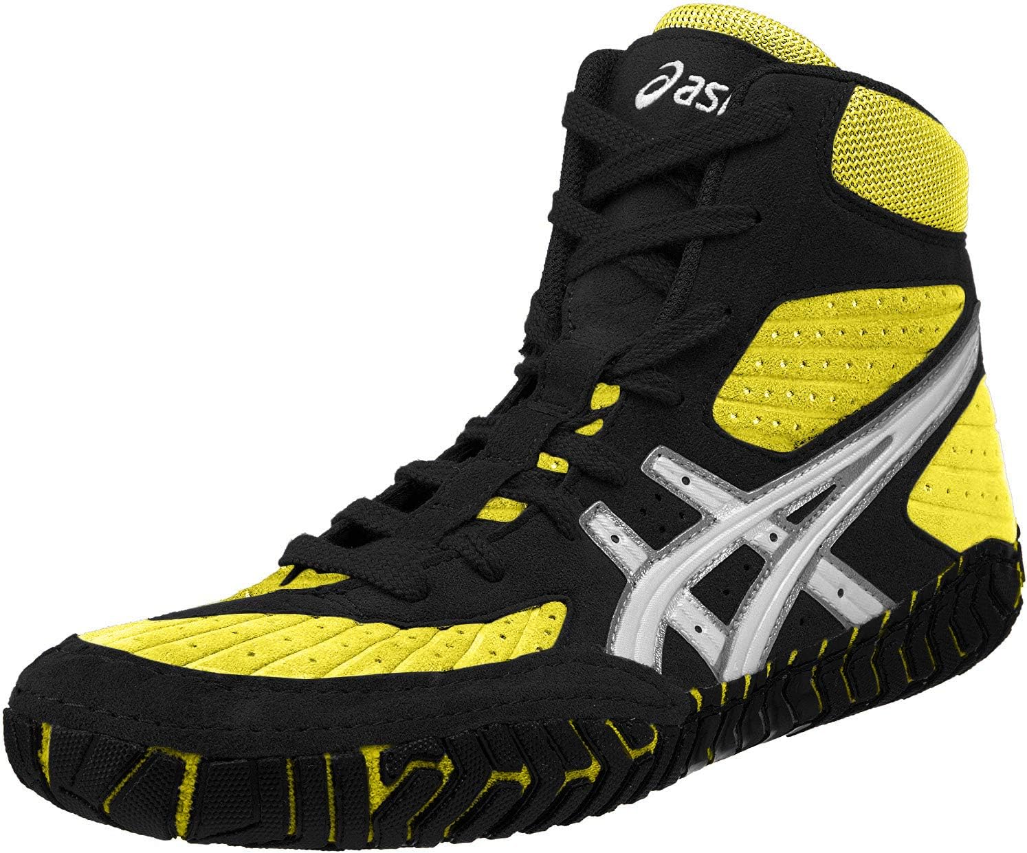 Amazon.com | ASICS Men's Aggressor Wrestling Shoe,Yellow/Silver/Black ...