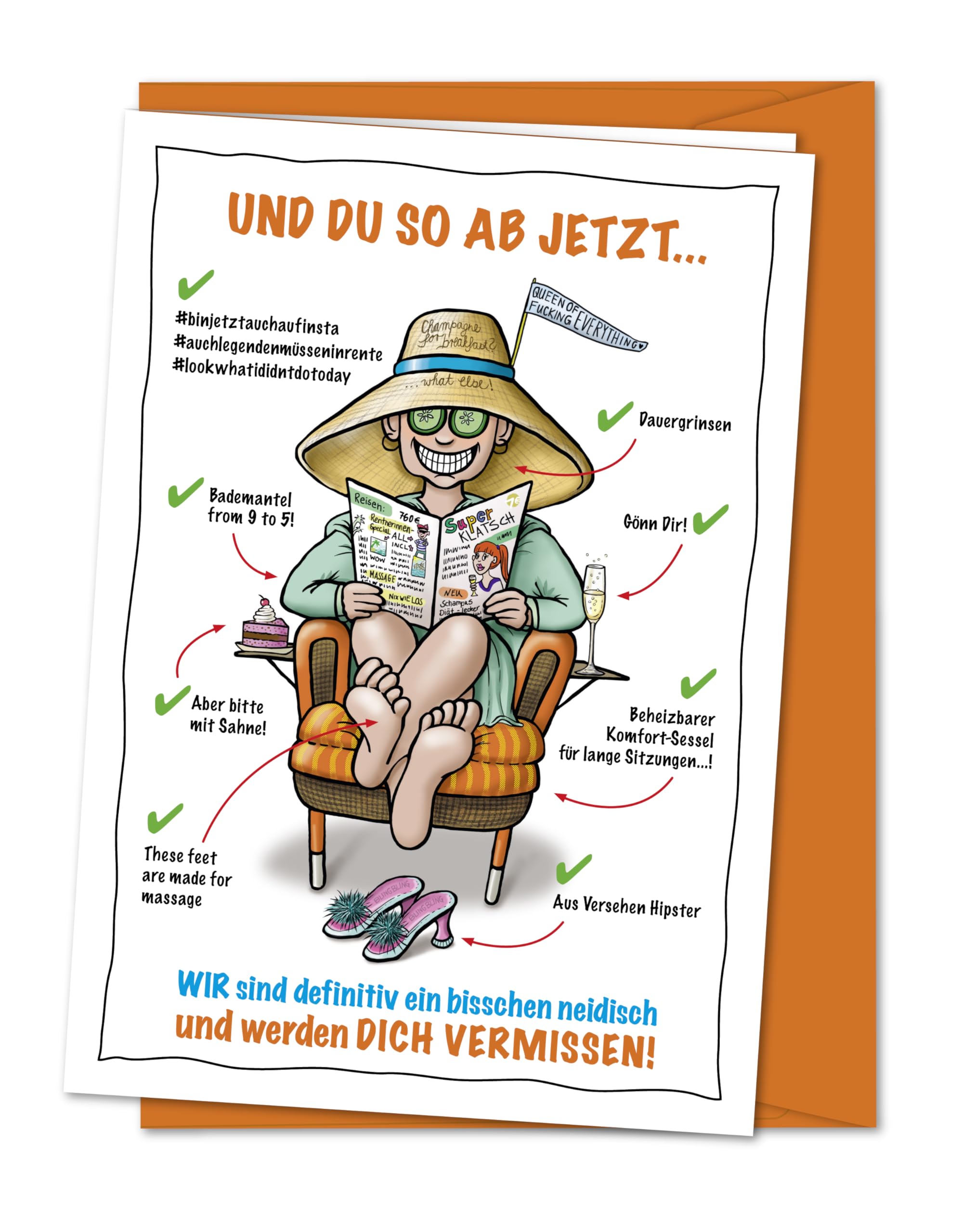 Freche XXL Karte Rente Kollegen - zum Abschied einer Kollegin in ...