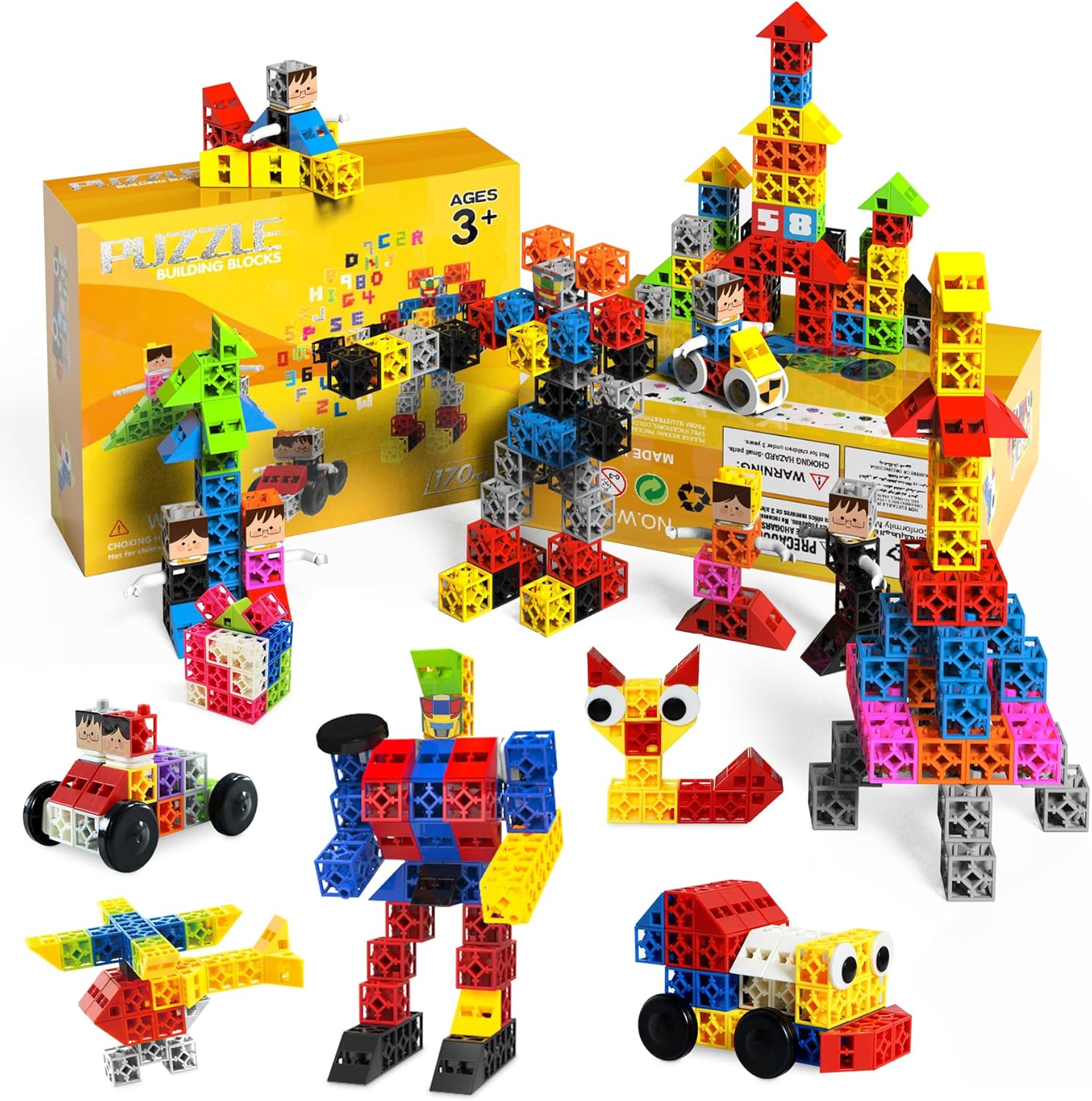 Amazon.com: ZENLEA 170 PCS Building Blocks, Educational Blocks for ...