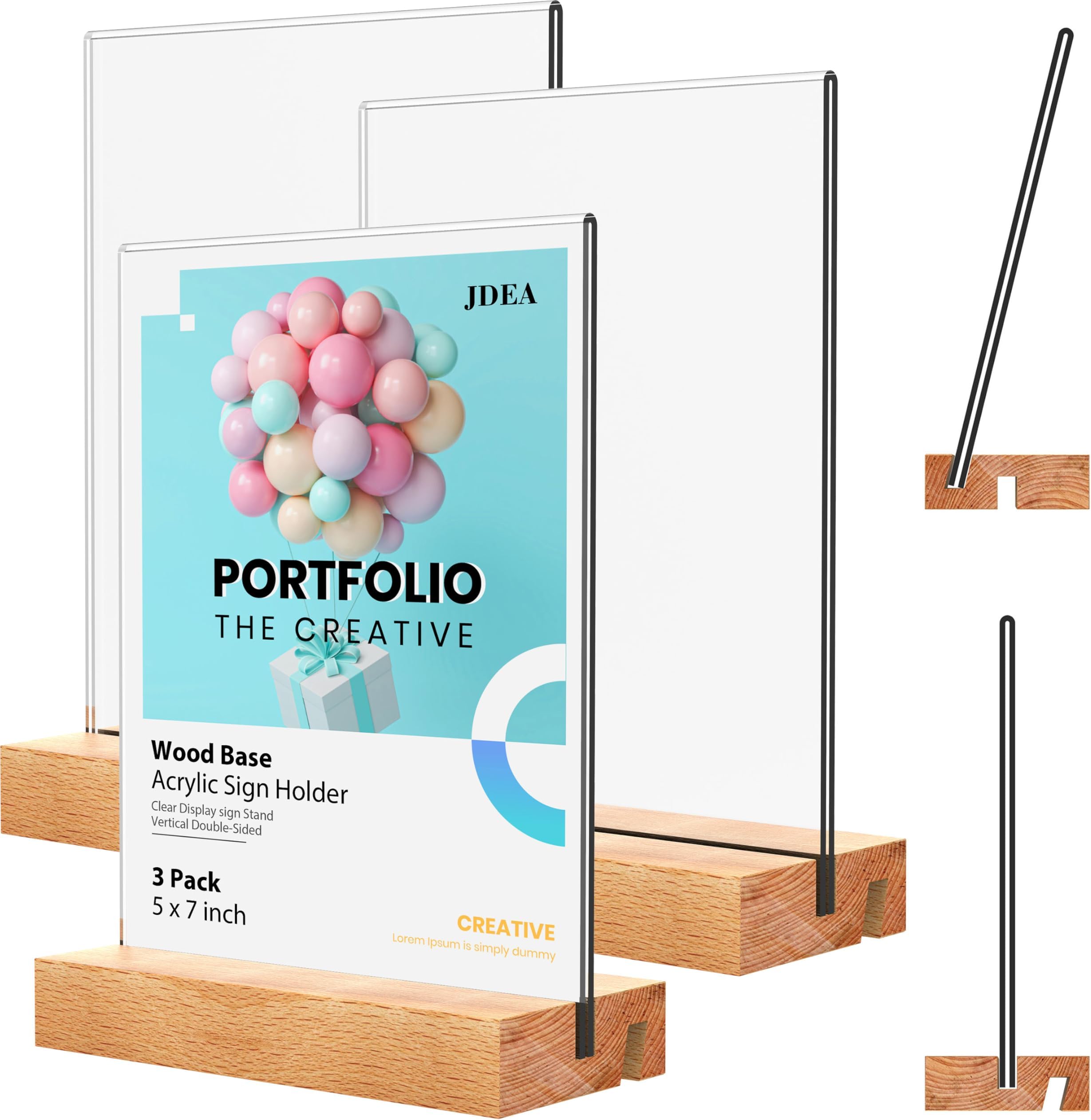 Amazon.com : JDEA Acrylic Sign Holder with Wood Base 5x7 Inch Vertical ...
