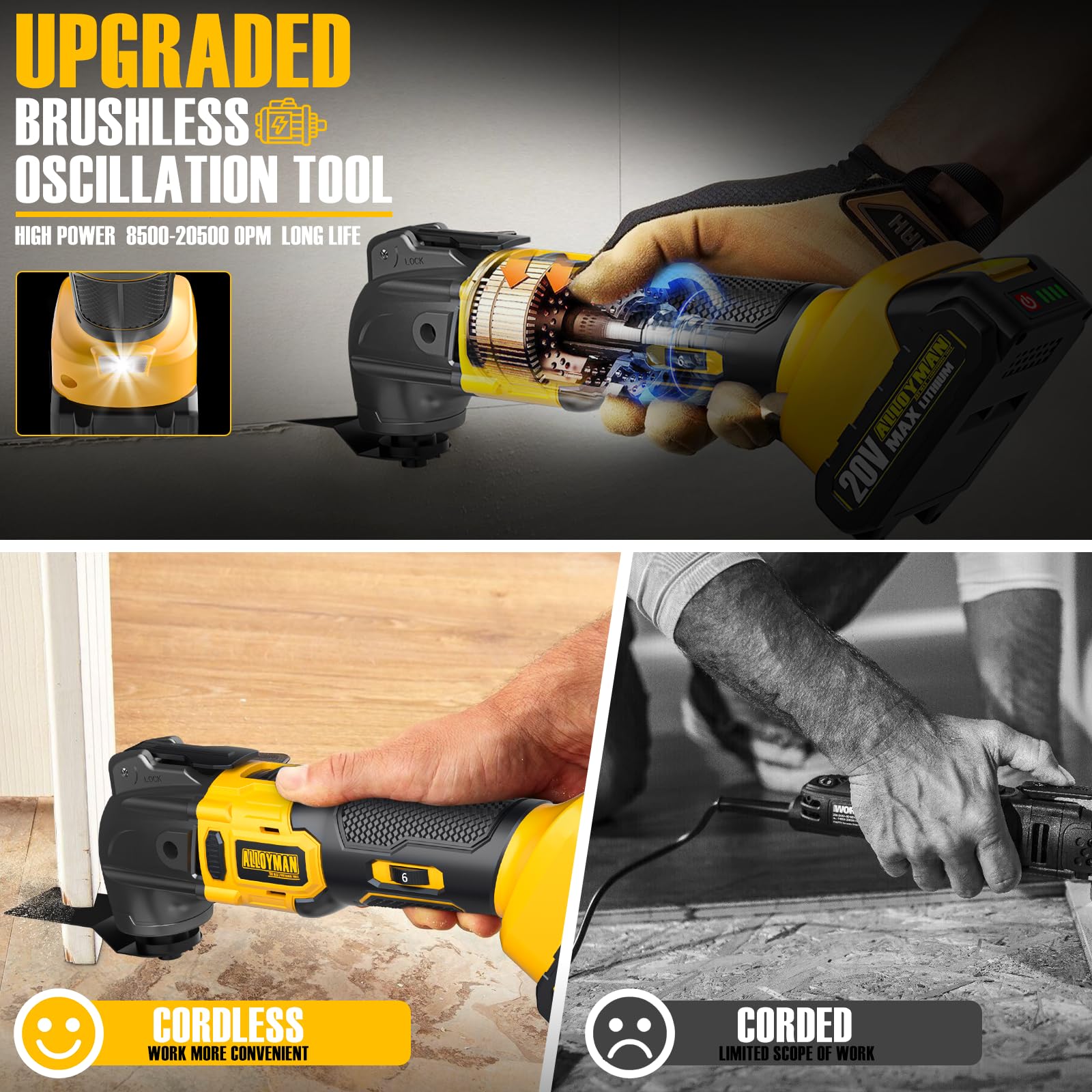 Snapklik.com : 20V Brushless And Cordless Oscillating Tool, 22000OPM ...
