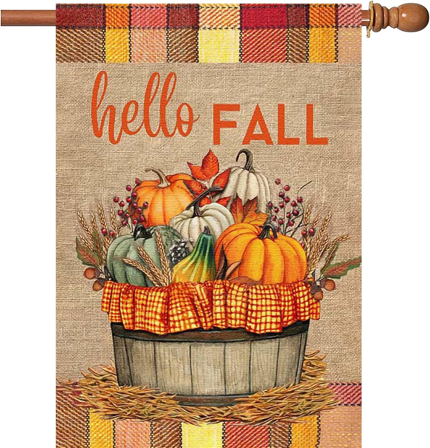 Amazon.com : Surfapans Hello Fall Pumpkin House Flag 28x40 Inch Double ...