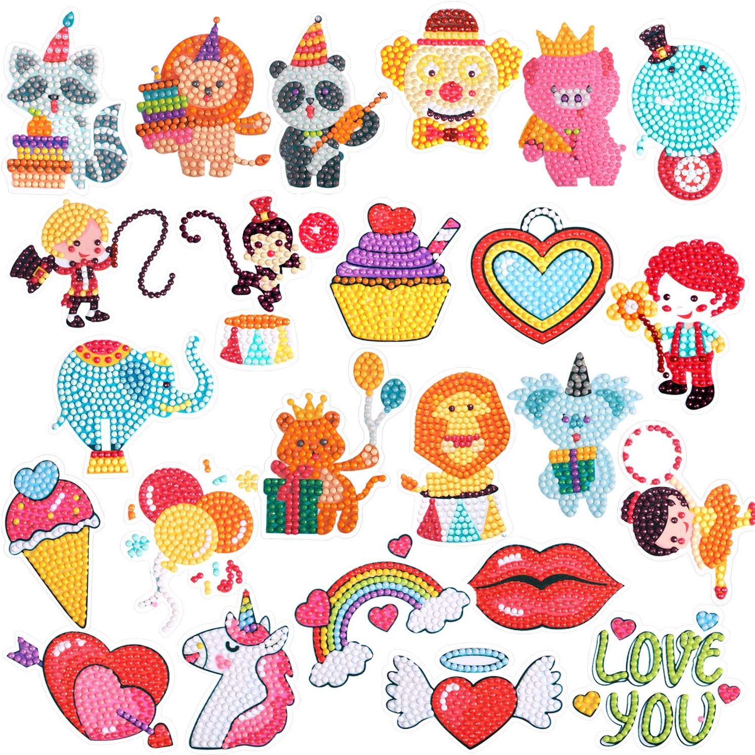 Amazon.com: 24 Pieces Diamond Stickers 5D DIY Diamond Painting Kits ...