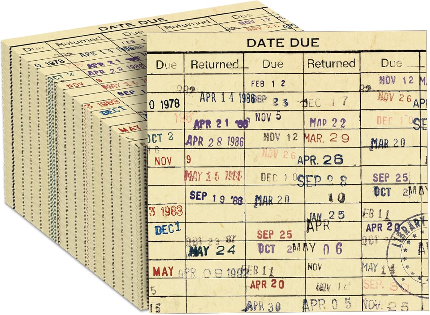 Amazon.com: 50Pcs Book Club Due Date Card Napkins Library Card Book ...