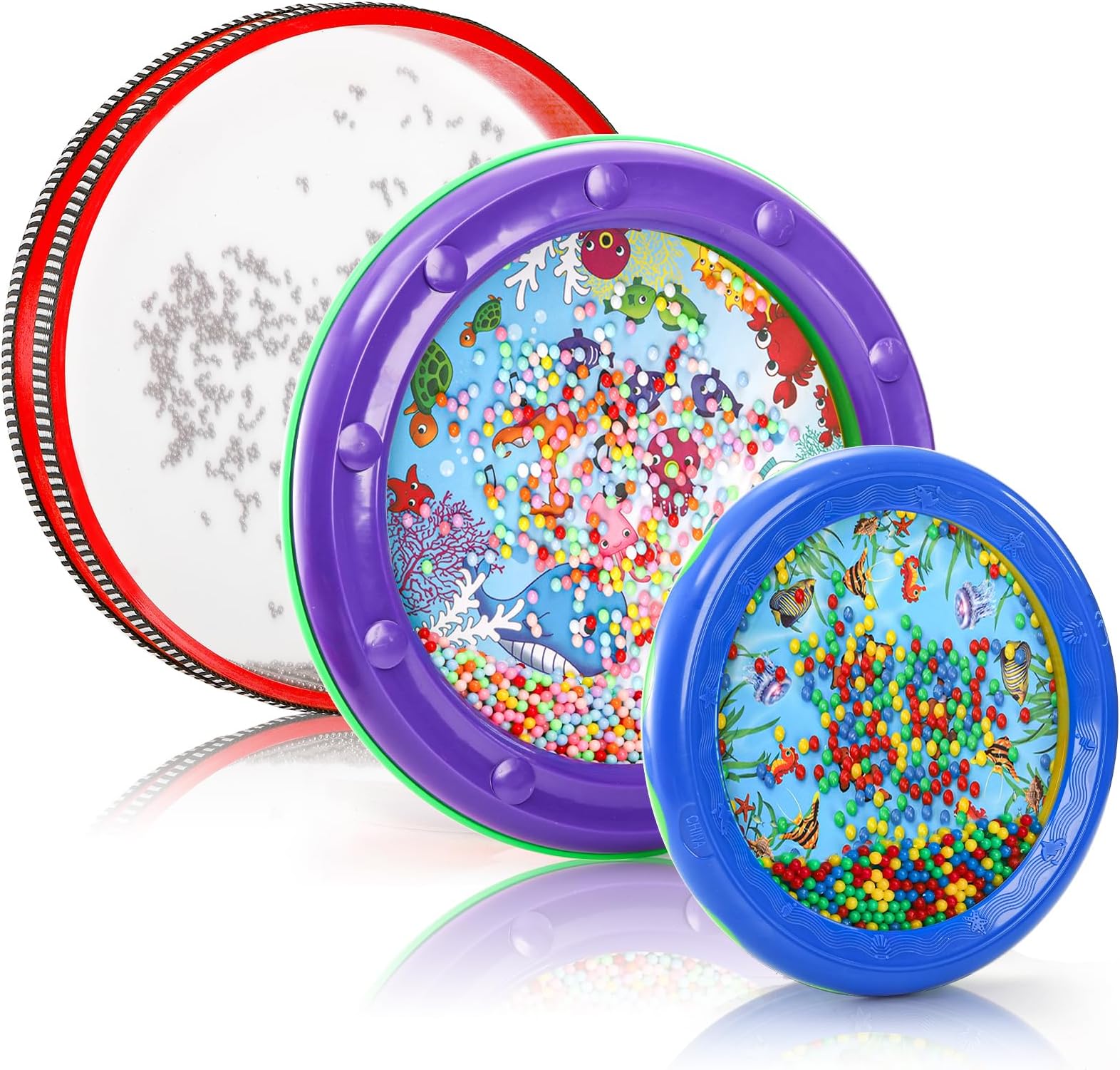 Amazon.com: ZOOFOX 3 Pieces Wave Bead Ocean Drum, Gentle Sea Sound ...