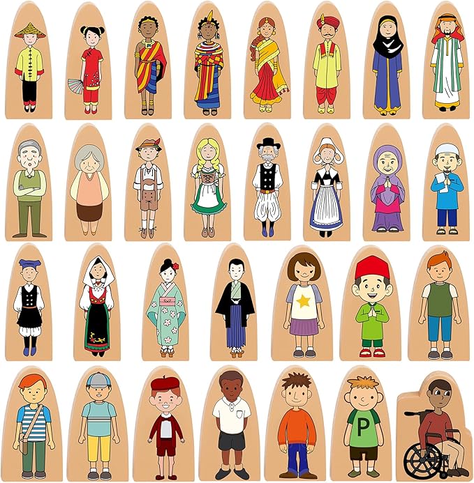 Amazon.com: Syhood 30 Pcs Wooden Community Helpers Mini People Figures ...