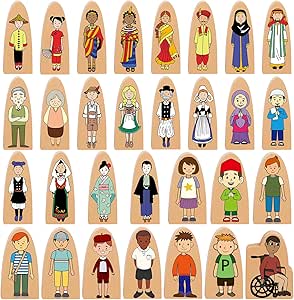 Amazon.com: Syhood 30 Pcs Wooden Community Helpers Mini People Figures ...