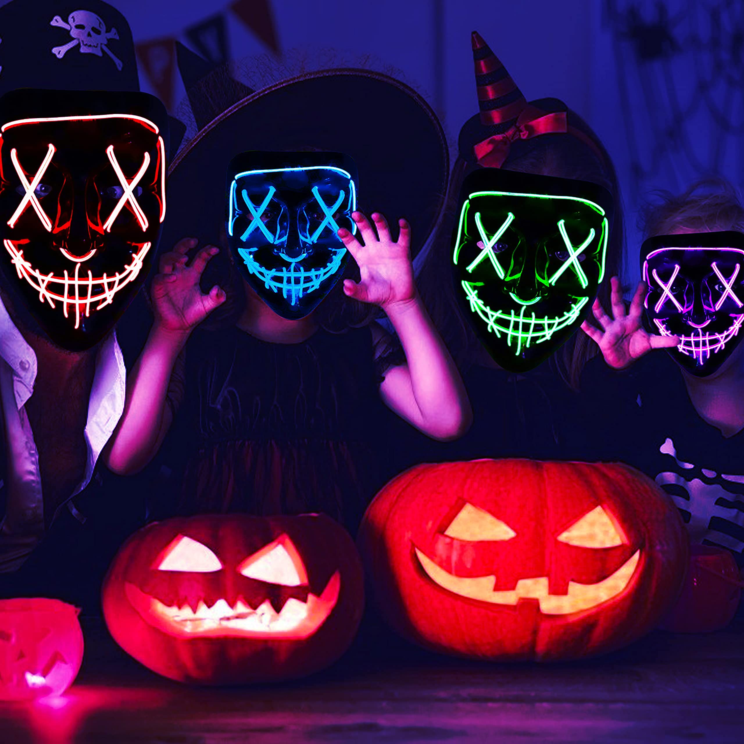 Buy Halloween Mask Light Up, Hacker Purge Mask, Scary LED Mask for ...