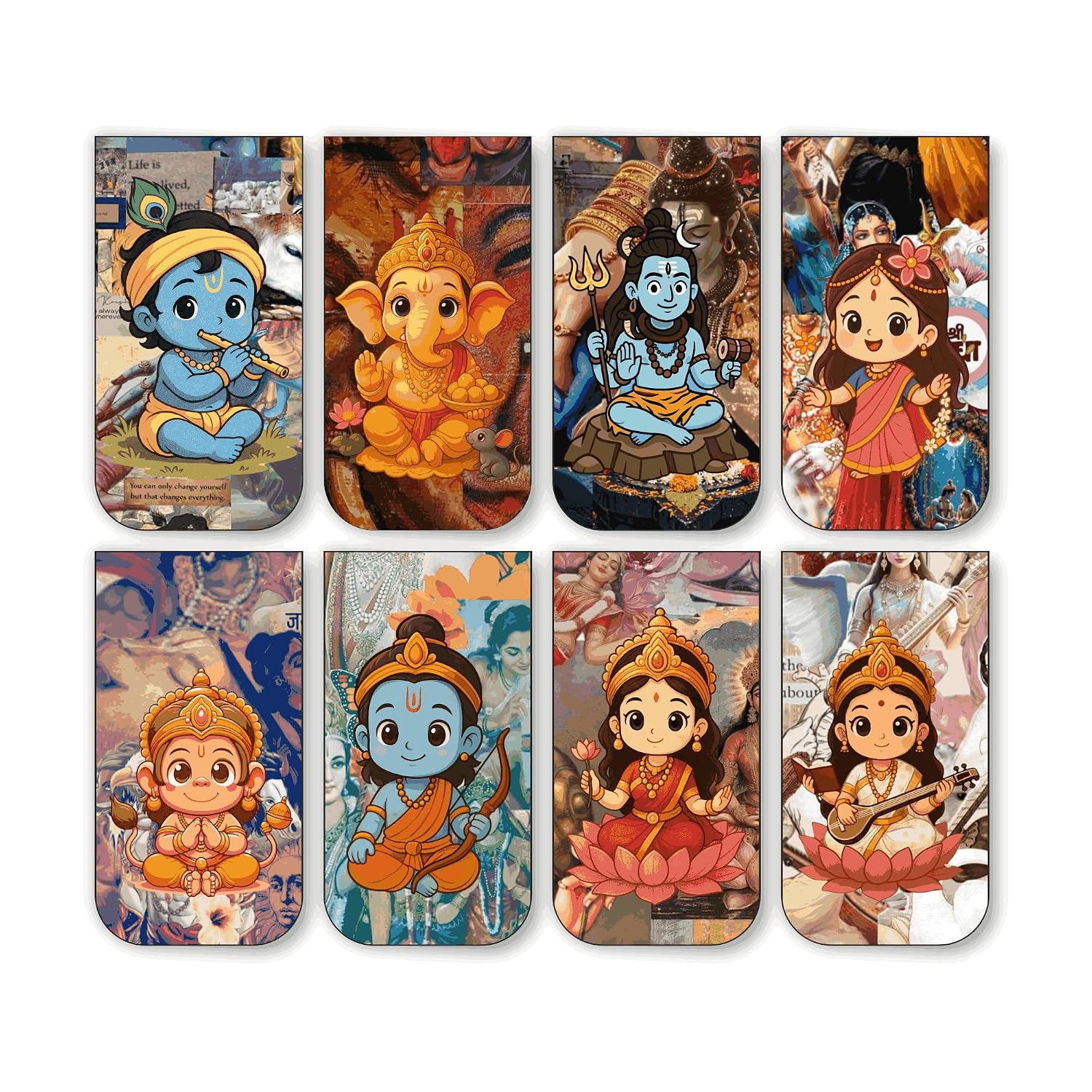 BOENJOY- Sanatan Hindu God Bookmark Set of 10-8 Magnetic Bookmarks + 2 ...