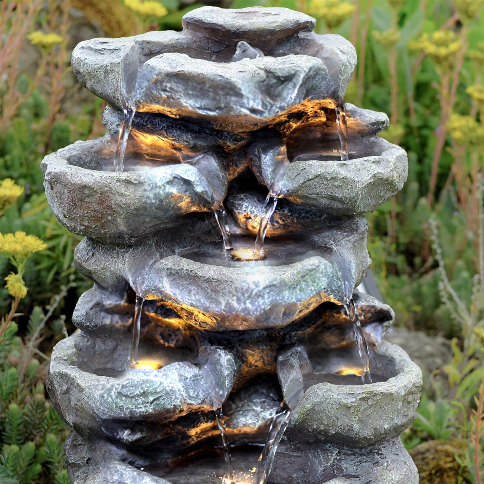 Rock Garden Water Fountain Ideas Easy Fountain Launch Solar Water