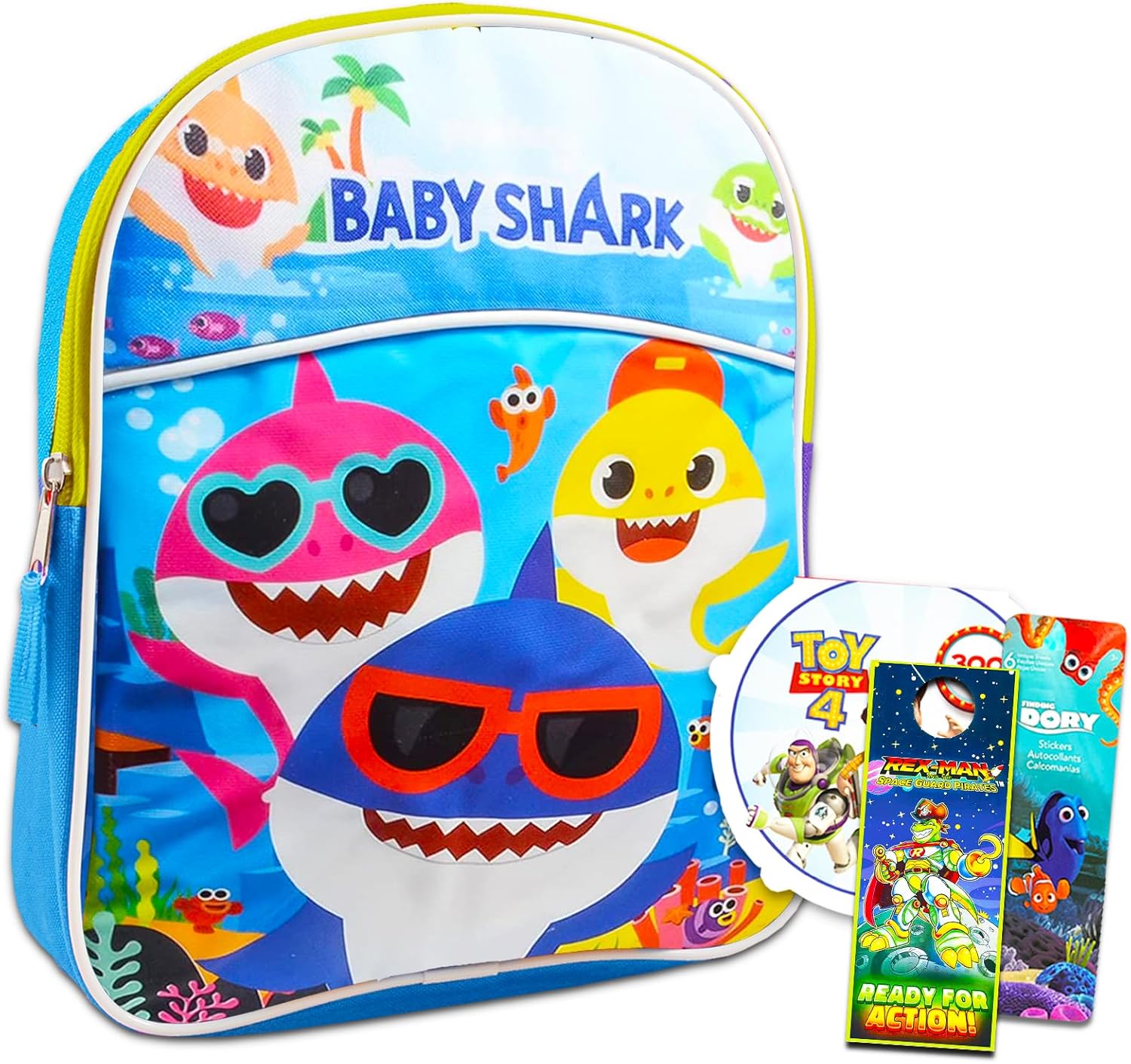 Amazon.com | Baby Shark 11" Mini School Backpack for Kids ~ 4 Pc Bundle ...