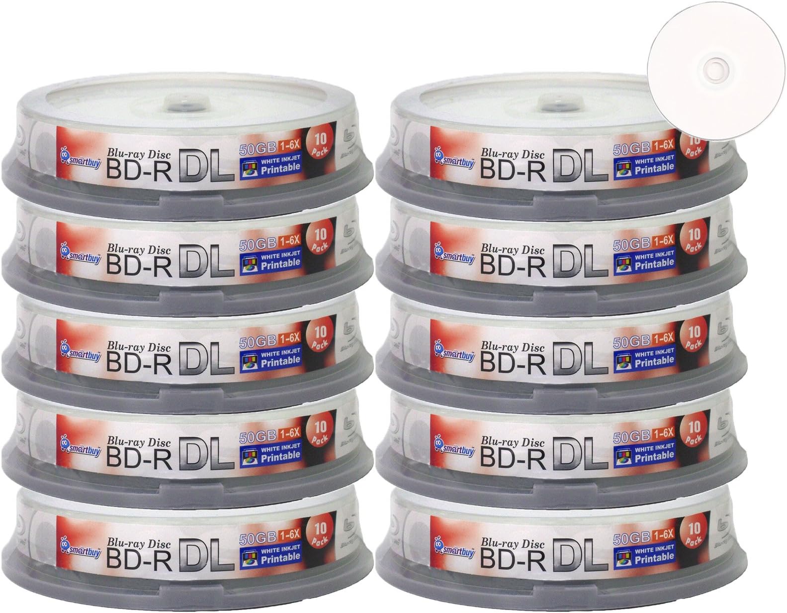 Amazon.com: 25 Pack Ridata Blu-ray BD-R DL Dual Layer 6X 50GB White Inkjet Hub Printable ...
