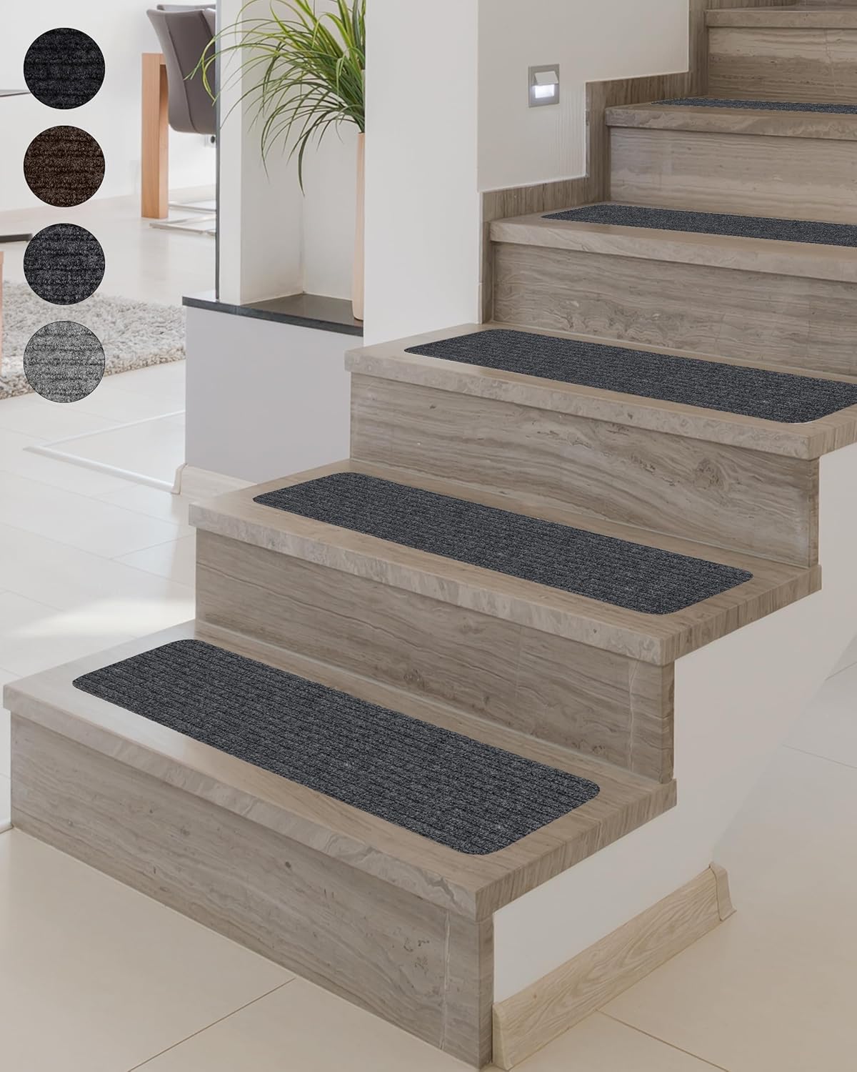 FLEXISTEP Stair Treads - Anti Slip Security - Noise Reduction - Peel ...