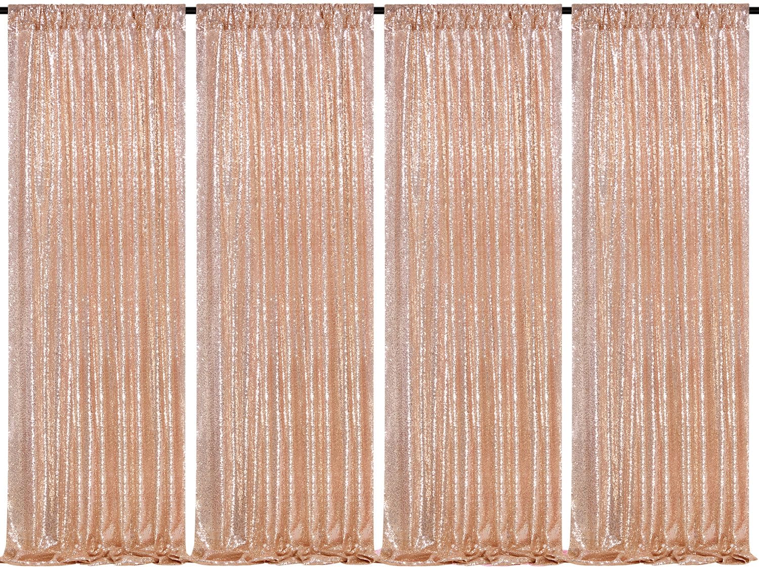 Rose Gold Sequin Backdrop Curtains Panels 4 Pieces 2FTx8FT Wedding ...