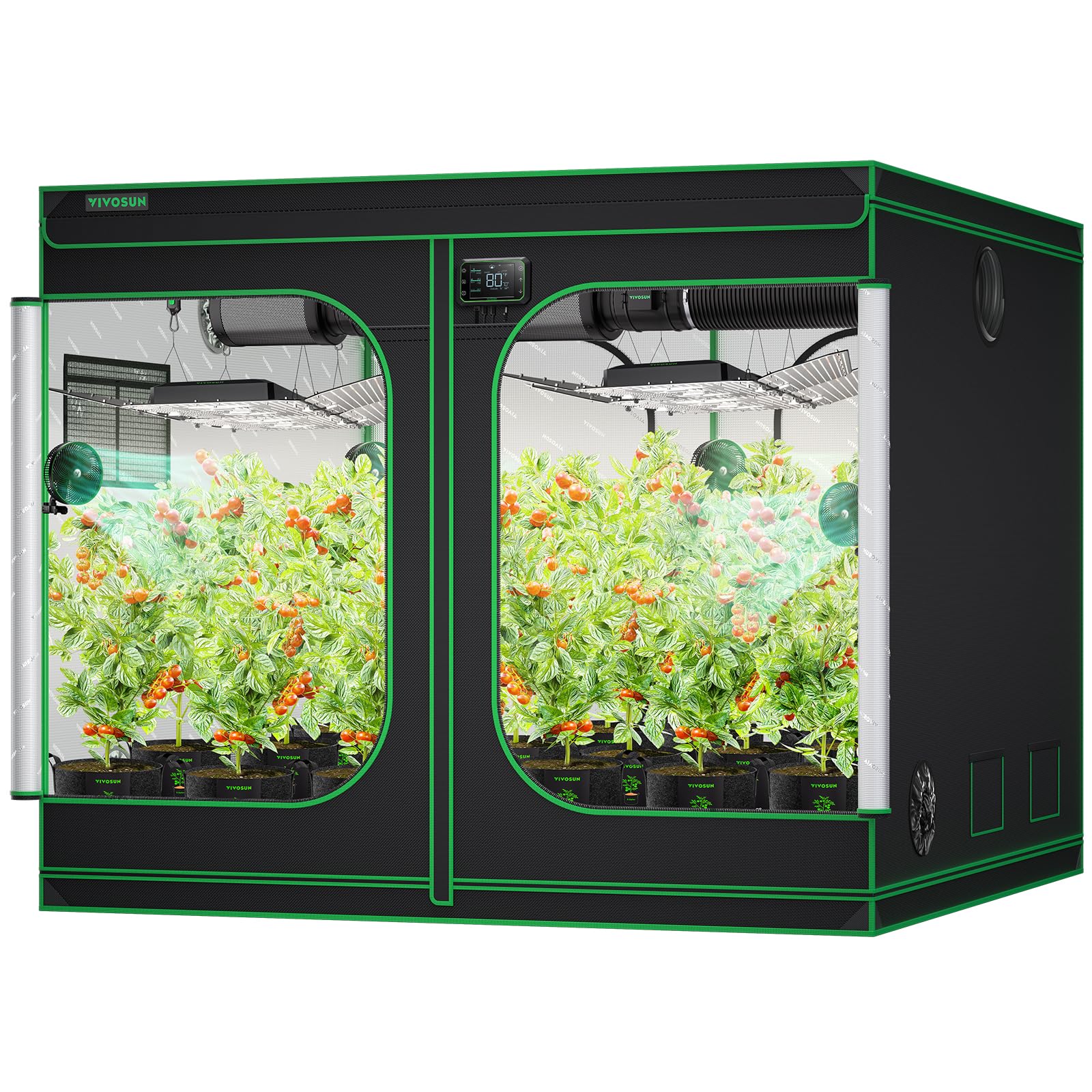 Vivosun S888 8x8 Grow Tent 96x96x80 High Reflective Mylar Observation ...