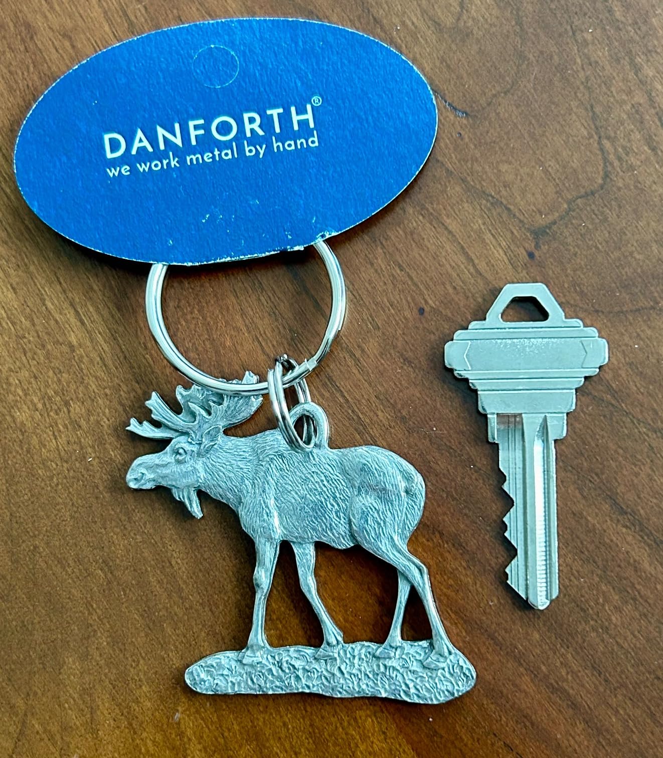 Amazon.com: DANFORTH Pewter Moose Keychain, Handcrafted Pewter Moose ...