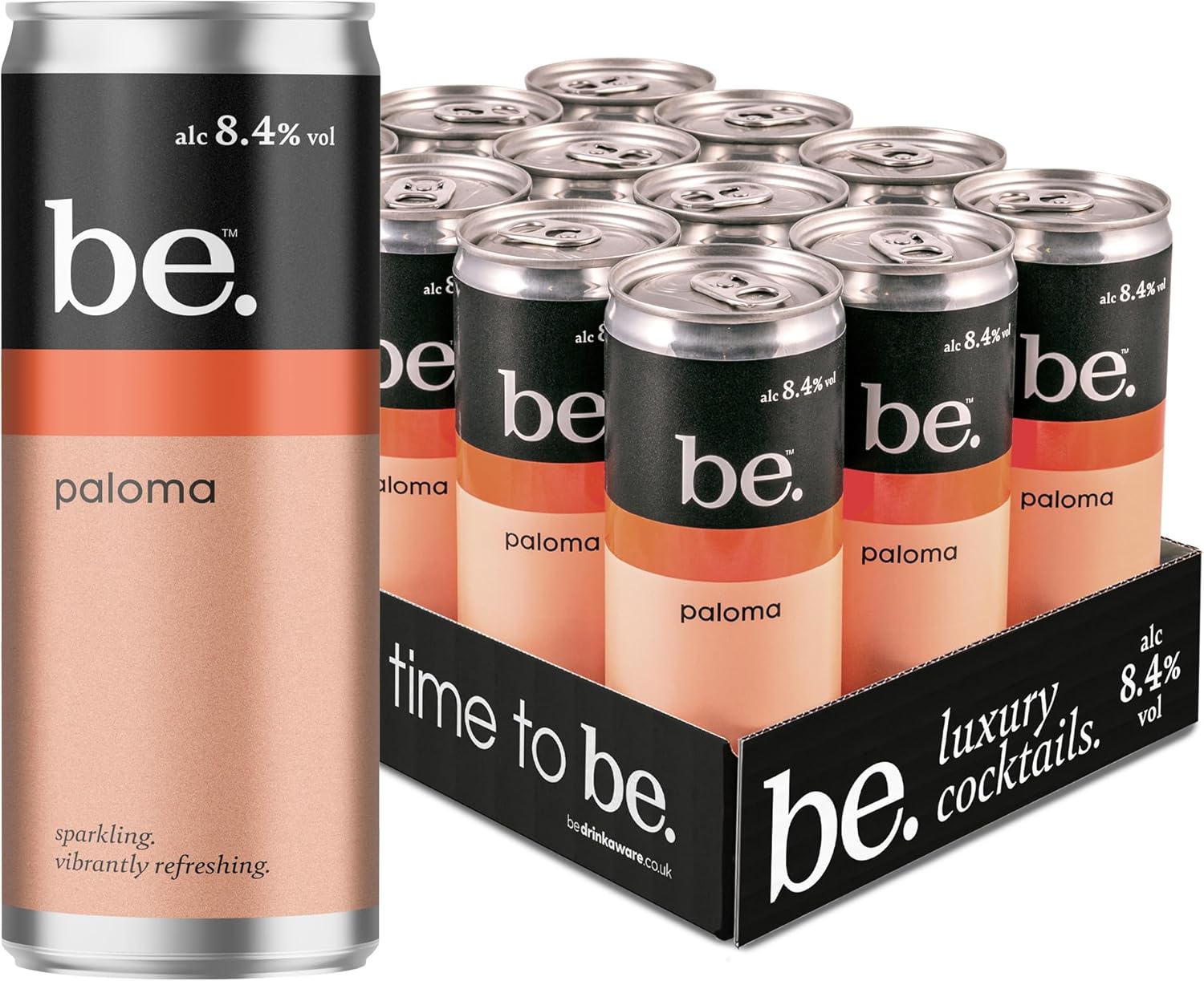 be Cocktails. Paloma Cocktail Cans | 12 x 250ml - 8.4% ABV | Premium ...