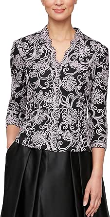 Alex Evenings Women's Stretch Embroidered Formal Event Blouse with ...