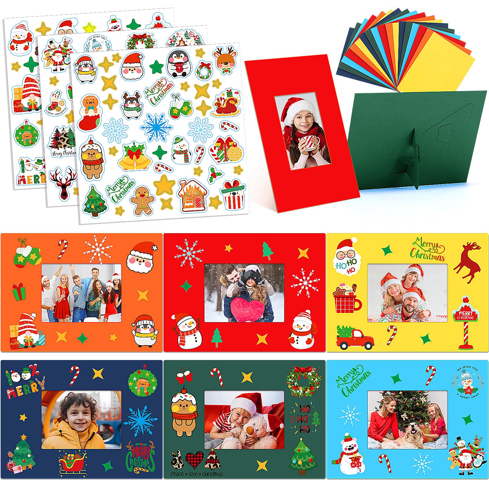 Amazon.com: Glenmal 60 Pcs Christmas Picture Frame Craft for Kids ...