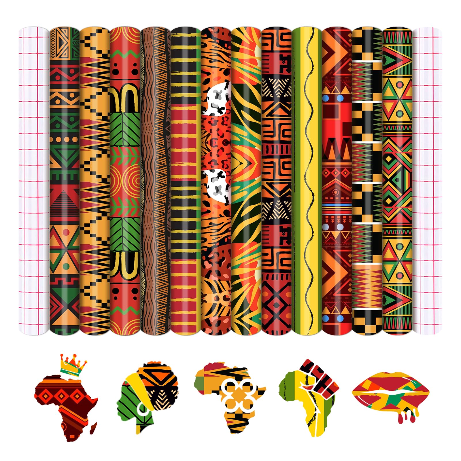 Amazon.com: HTVSTD Africa Permanent Vinyl, 12 Sheets 12x10inches, Kente ...