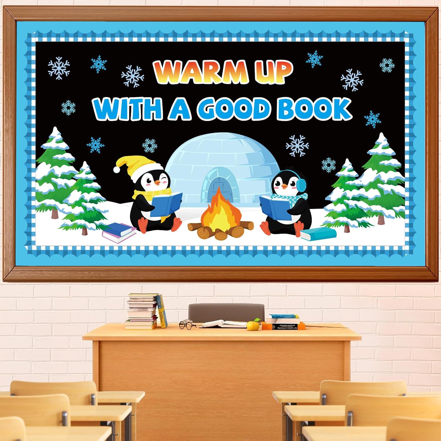 Amazon.com: Winter Penguins Bulletin Board Set Winter Christmas Library ...