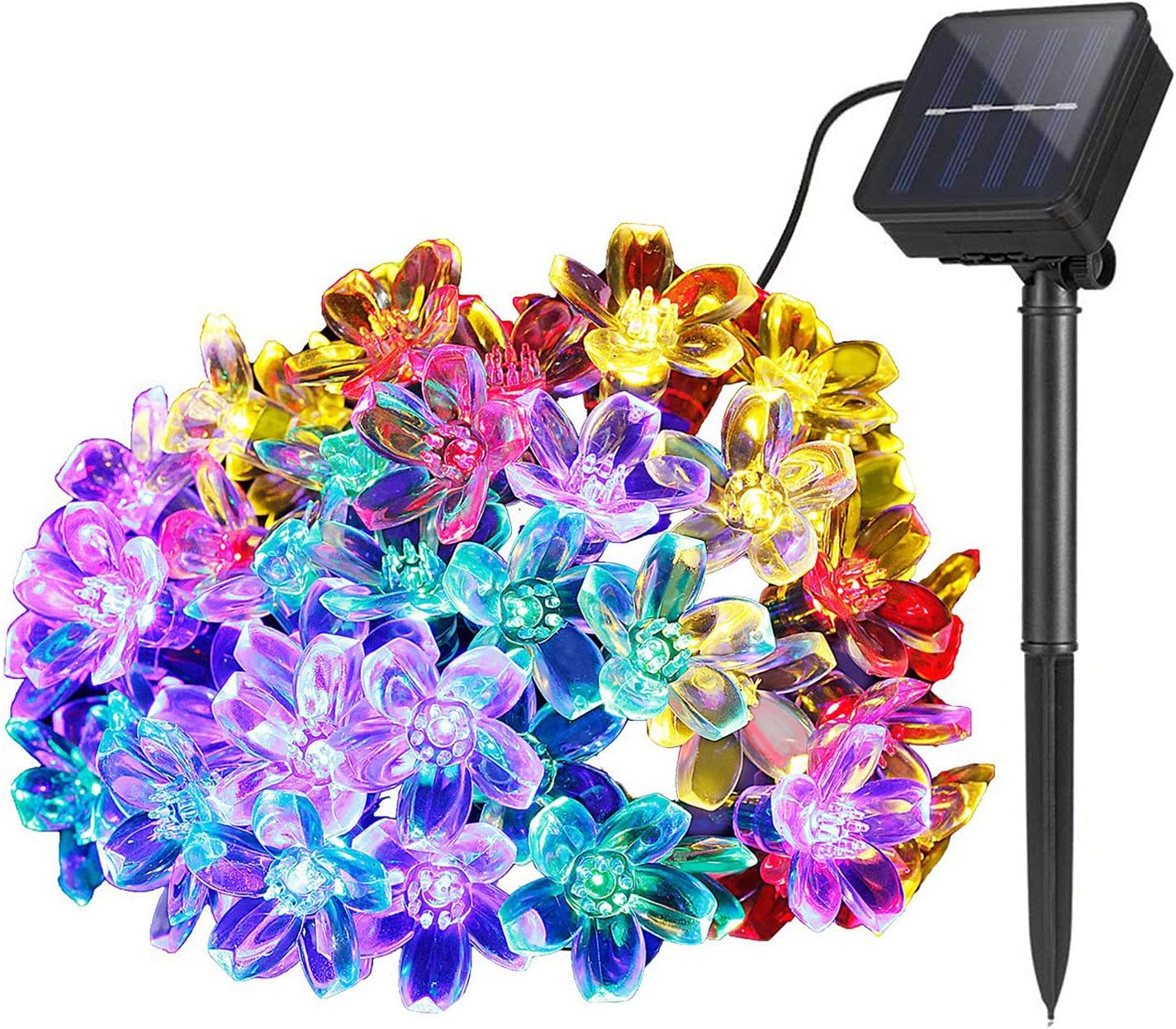 DIWUJI Solar String Lights Outdoor Garden, 23ft 50 LED Blossom Flower ...